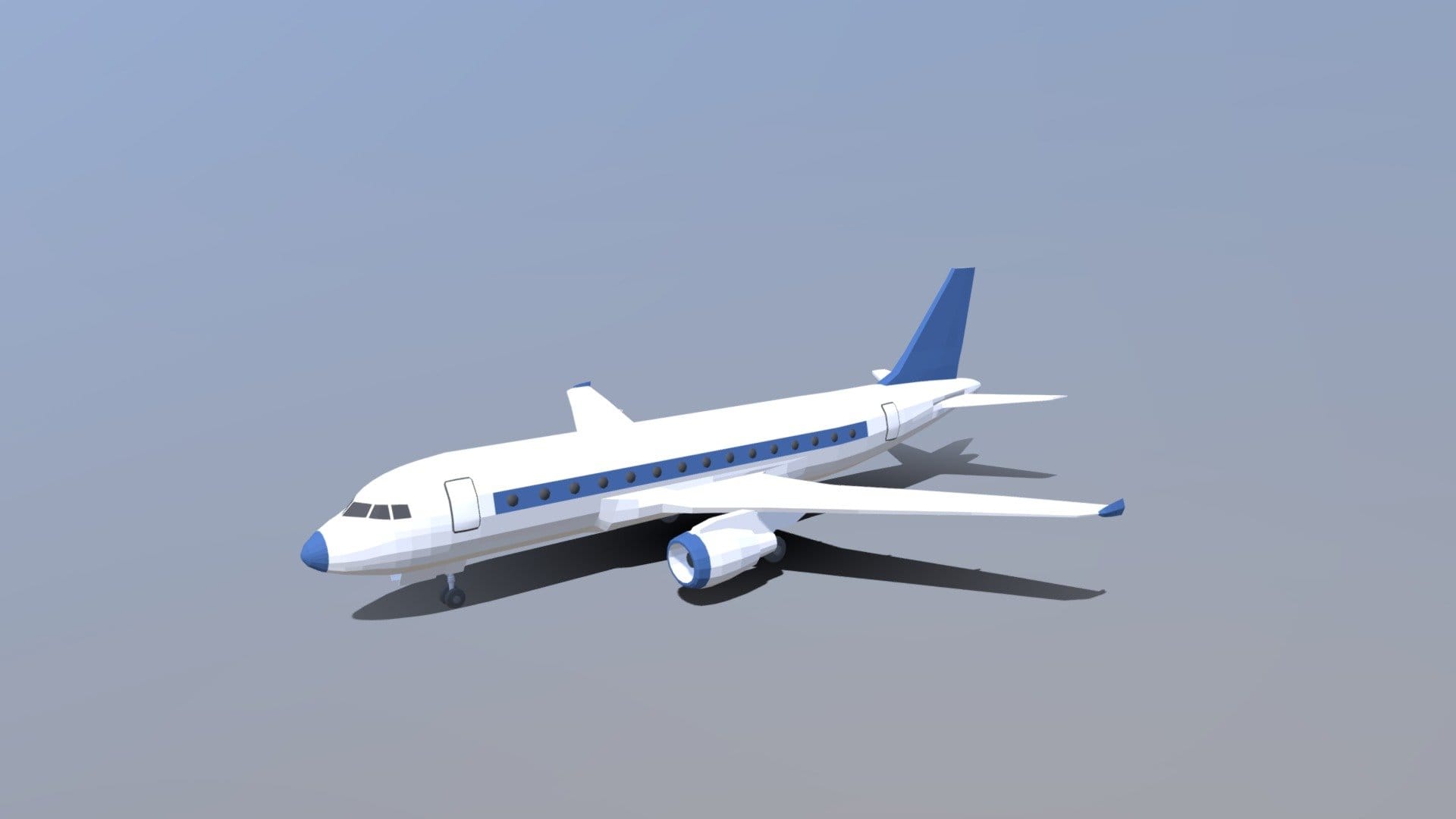 Low Poly Cartoon Airbus A320 Airplane - OPEN3DSEA