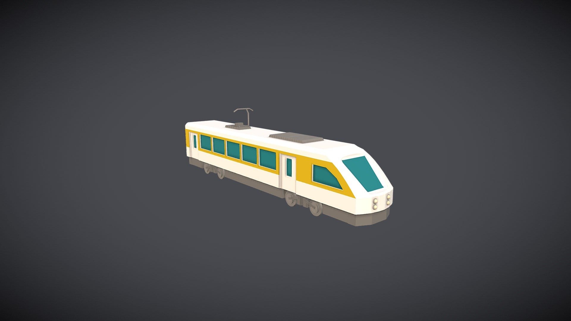 Low-Poly Yellow Train - OPEN3DSEA