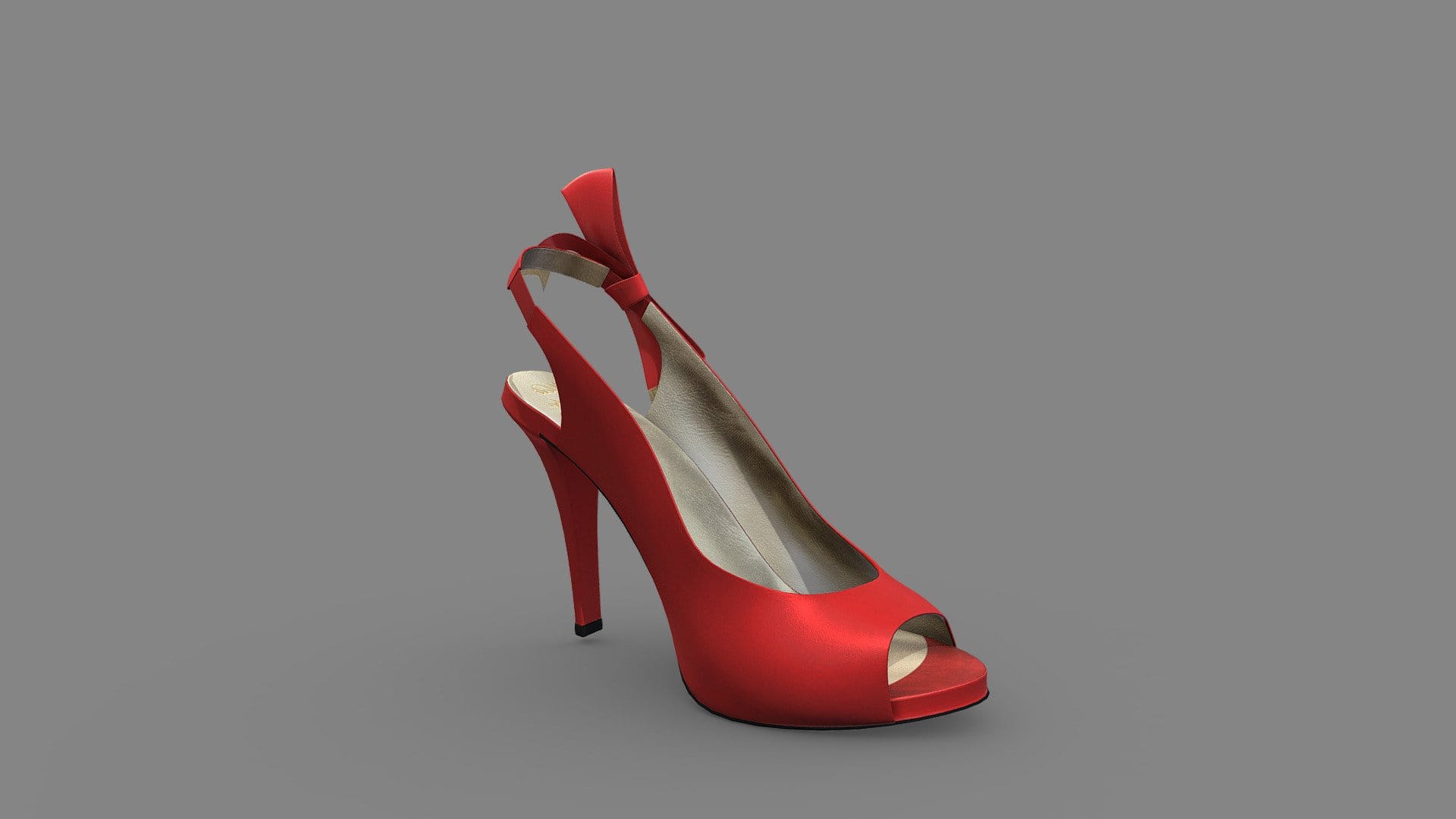 Red Slingback Peep Toe High Heel Shoes - OPEN3DSEA