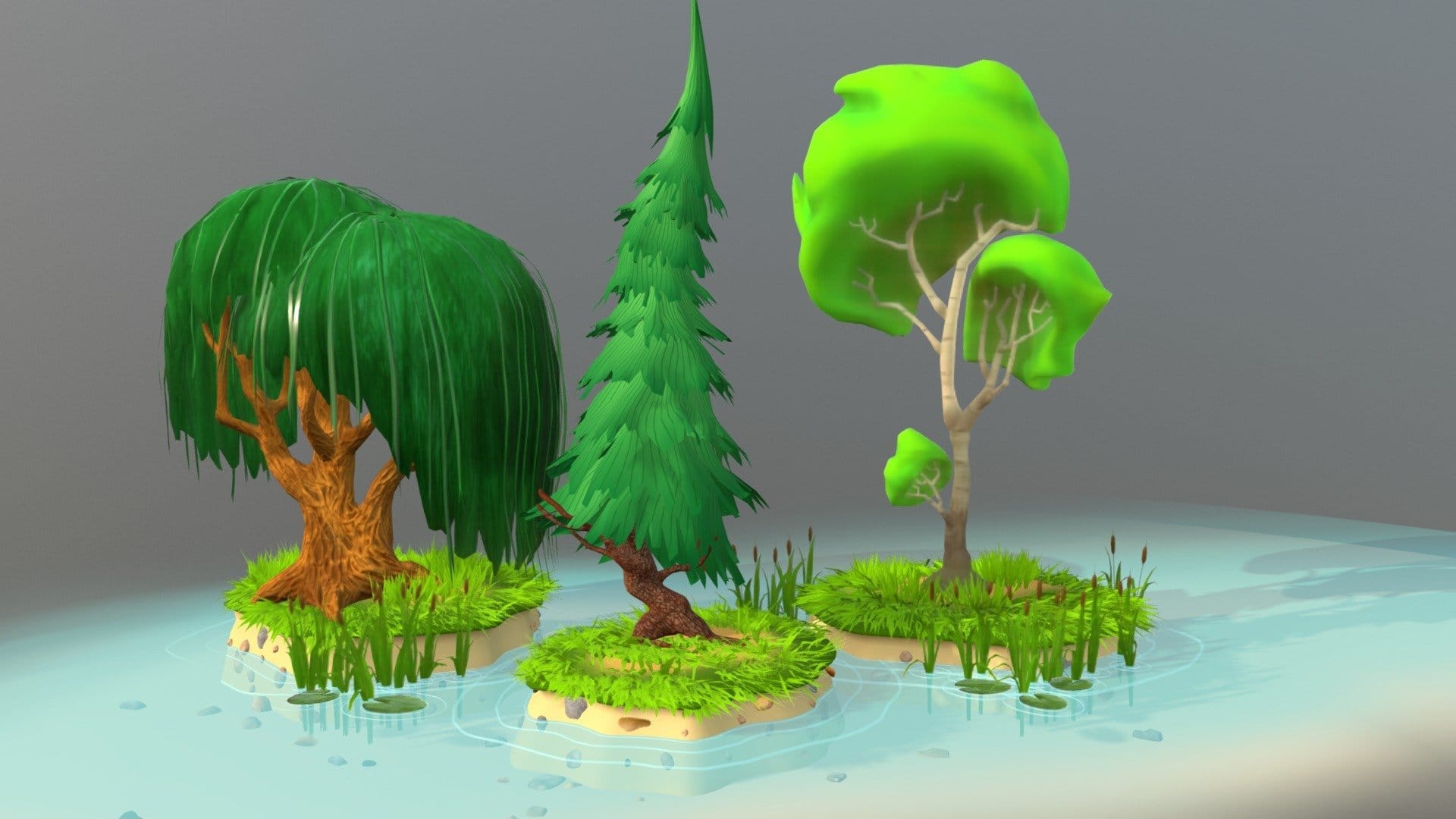 3 Cartoon Tree - OPEN3DSEA