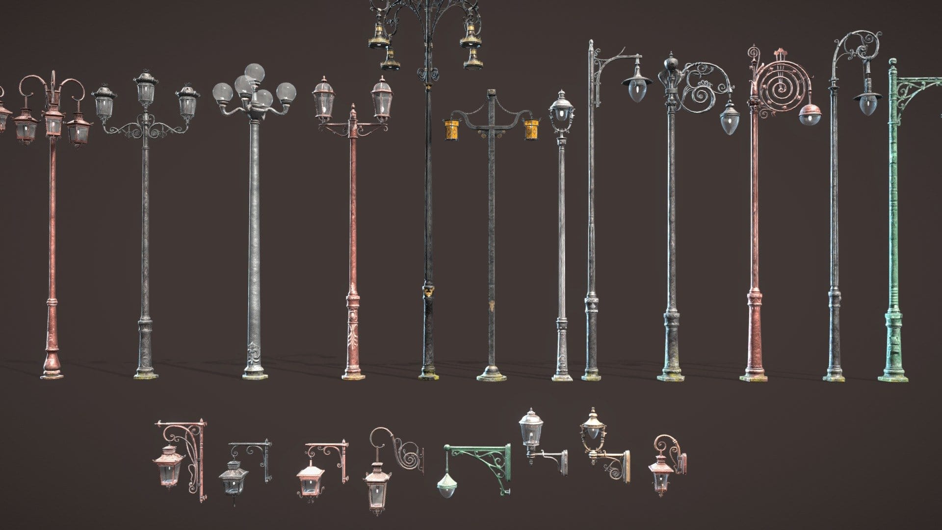 Antique Street Lights Asset Pack - OPEN3DSEA