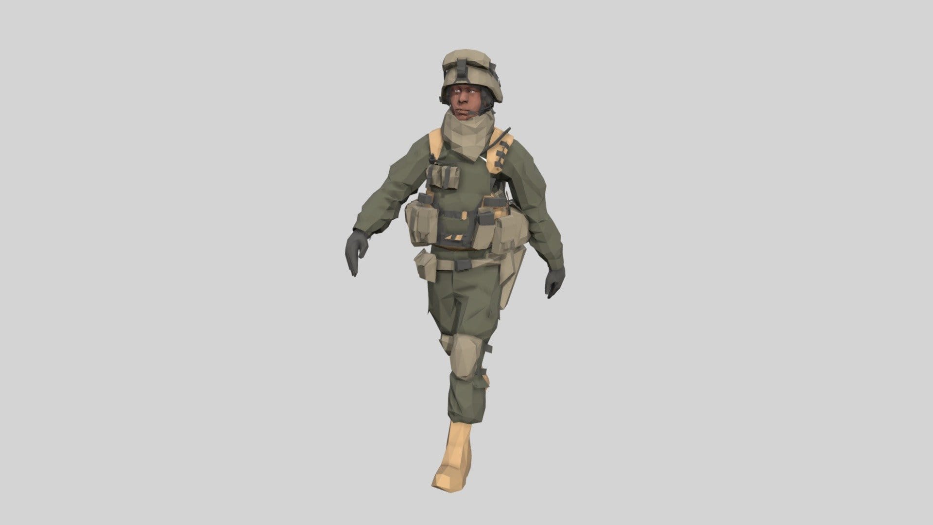 Low poly Army Man 2 Animated 3D Model Download - Game Ready Asset ...