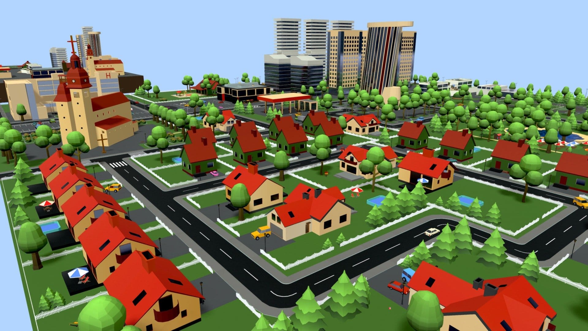 Low Poly Town Pack 3D Model Download - Game Ready Asset | Open3DSea