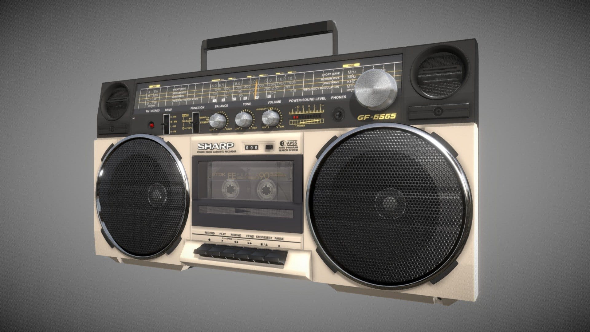 Retro Boom Box Ghetto Blaster 3D Model Download - Game Ready Asset ...