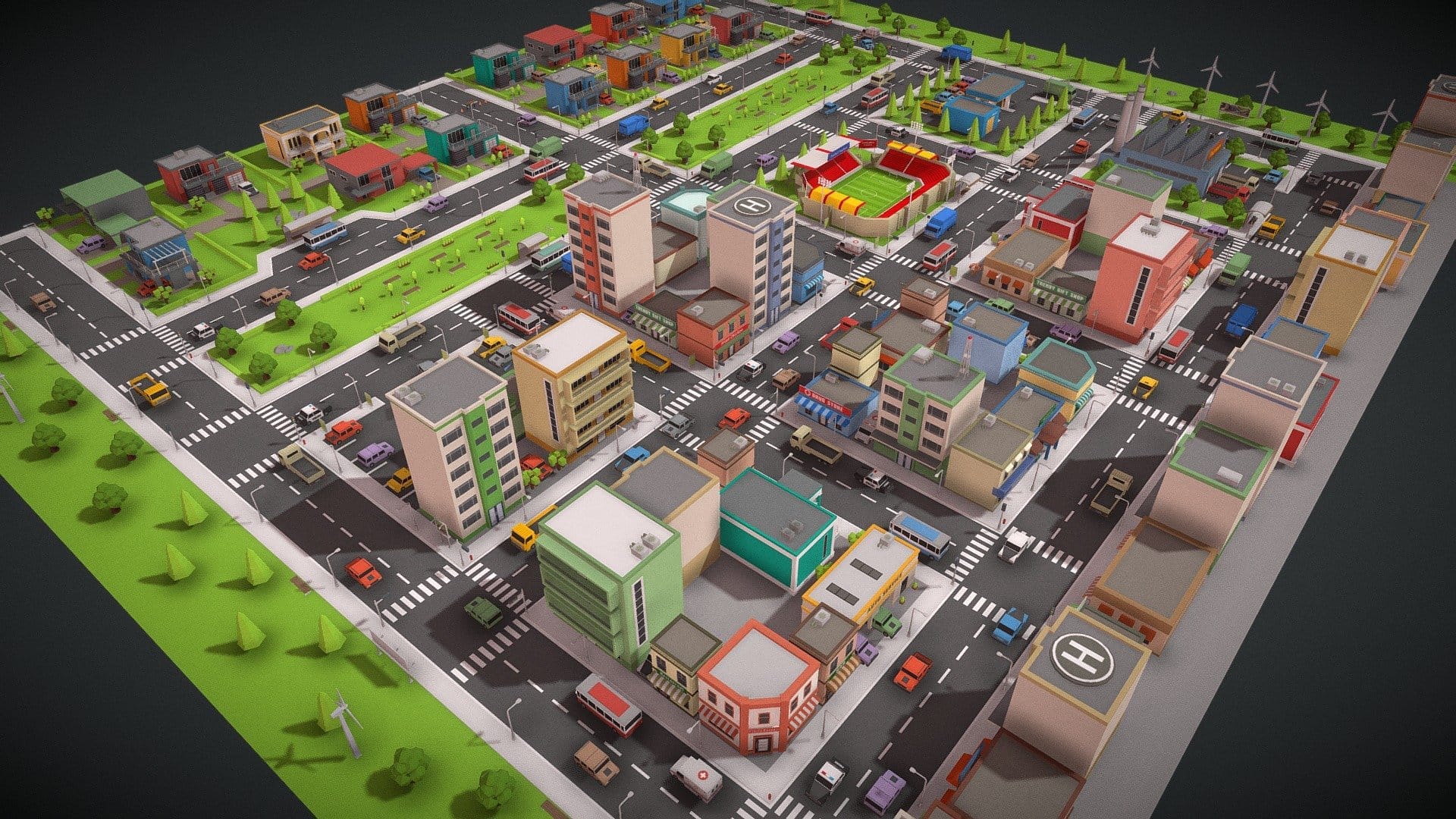 SimplePoly City - Low Poly Assets - OPEN3DSEA