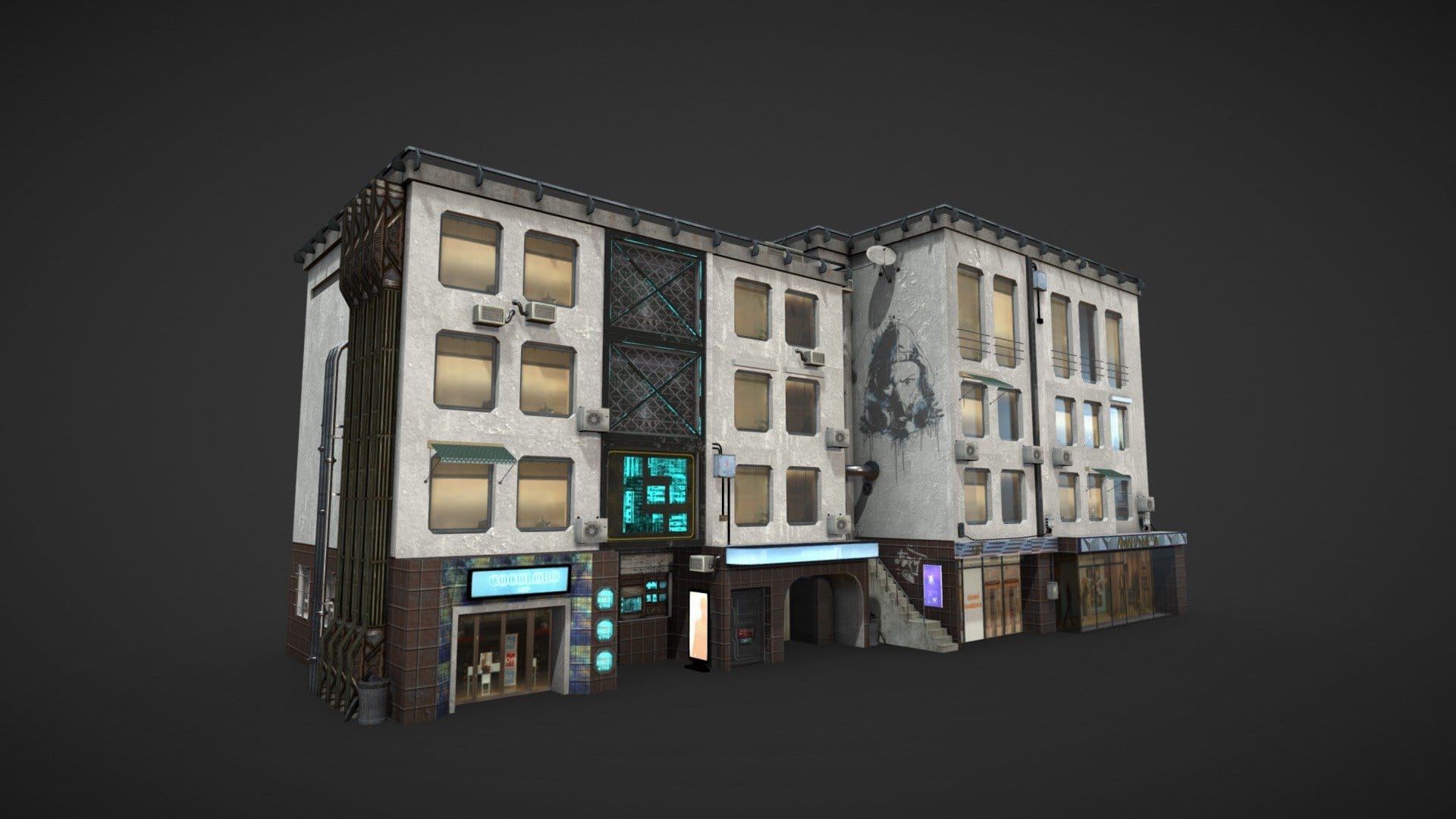 Cyberpunk building - OPEN3DSEA