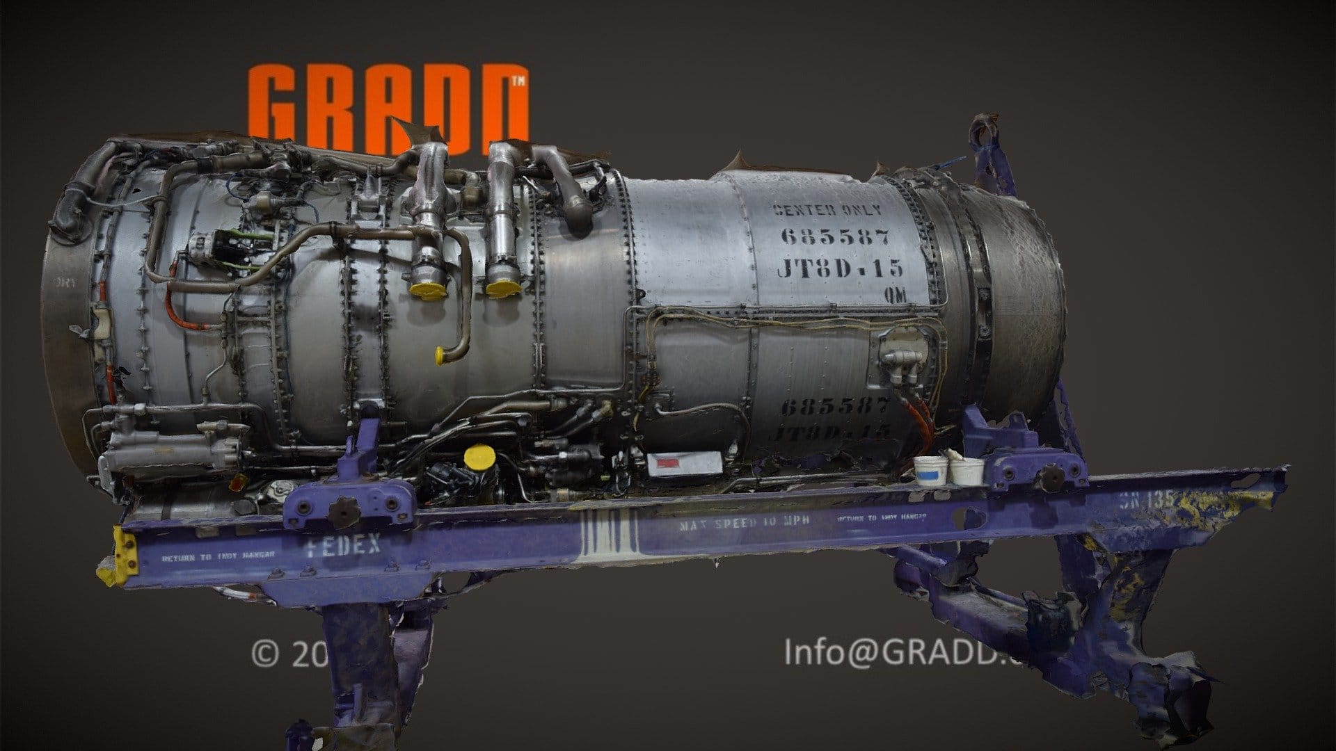 GRADD 3D Model Pratt & Whitney JT8D-15 Engine 3D Model Download - Game Ready Asset | Open3DSea
