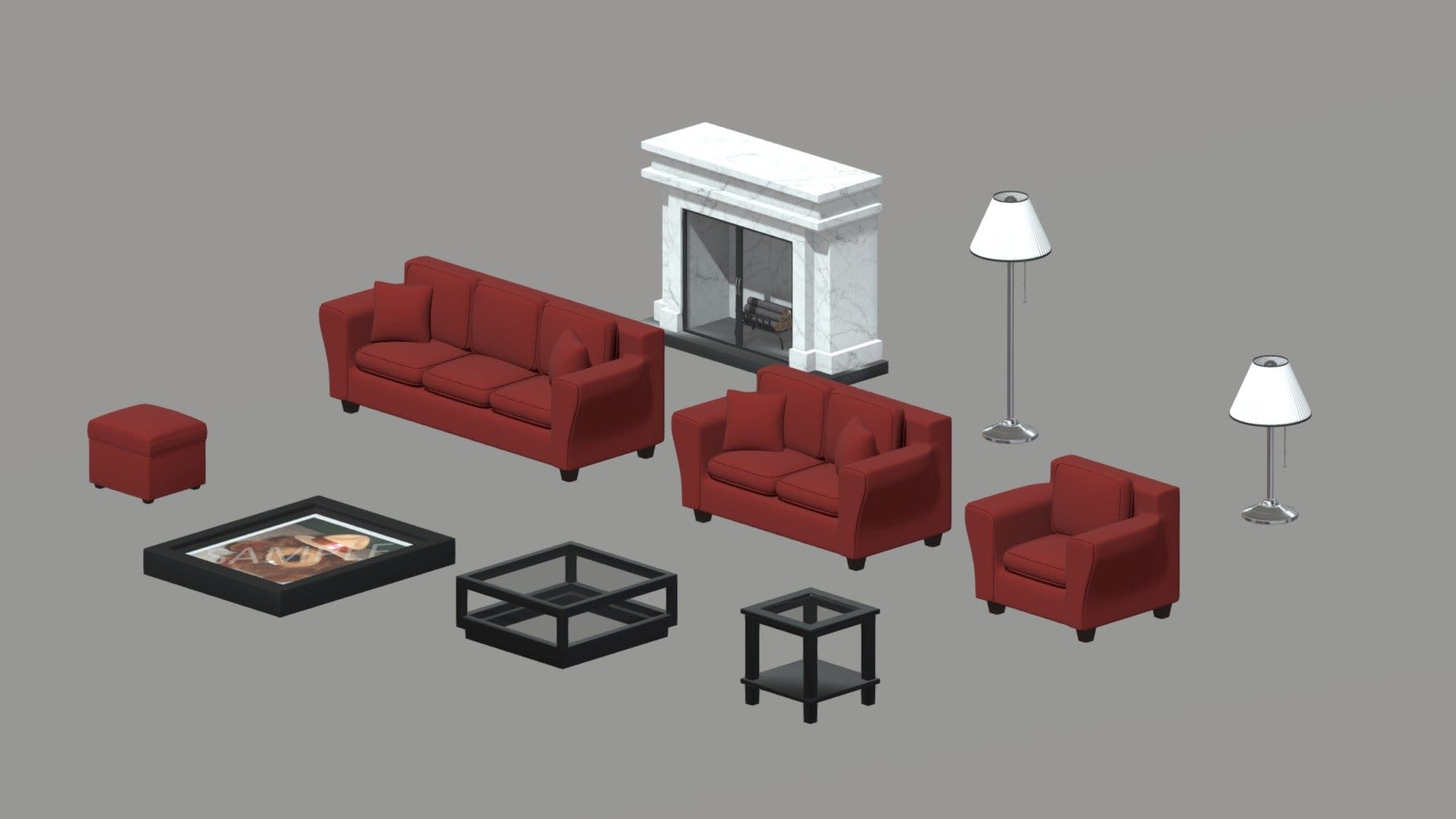 Living Room Asset Pack 3D Model Download - Game Ready Asset | Open3DSea
