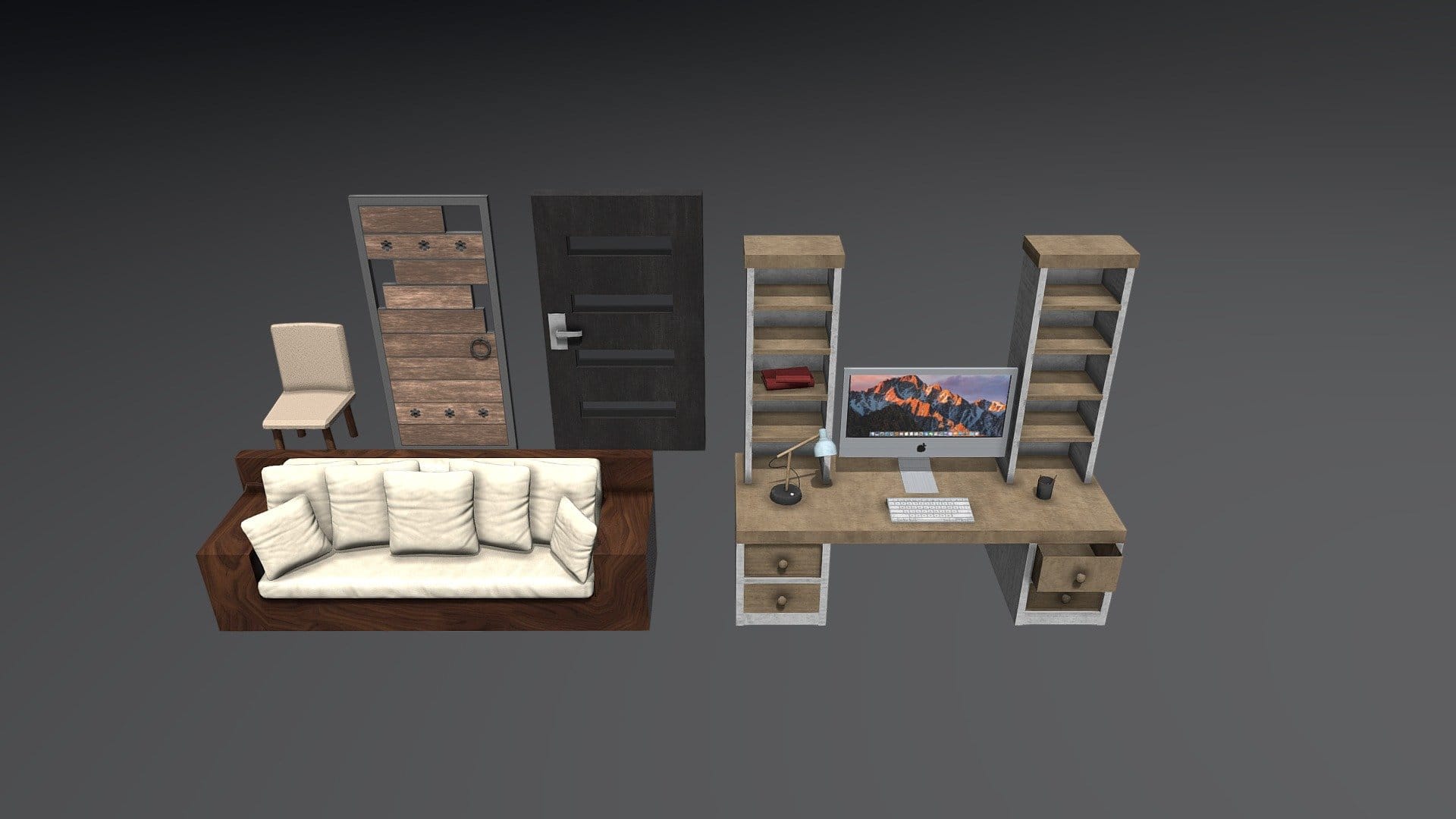 Modern House Interior Props - OPEN3DSEA