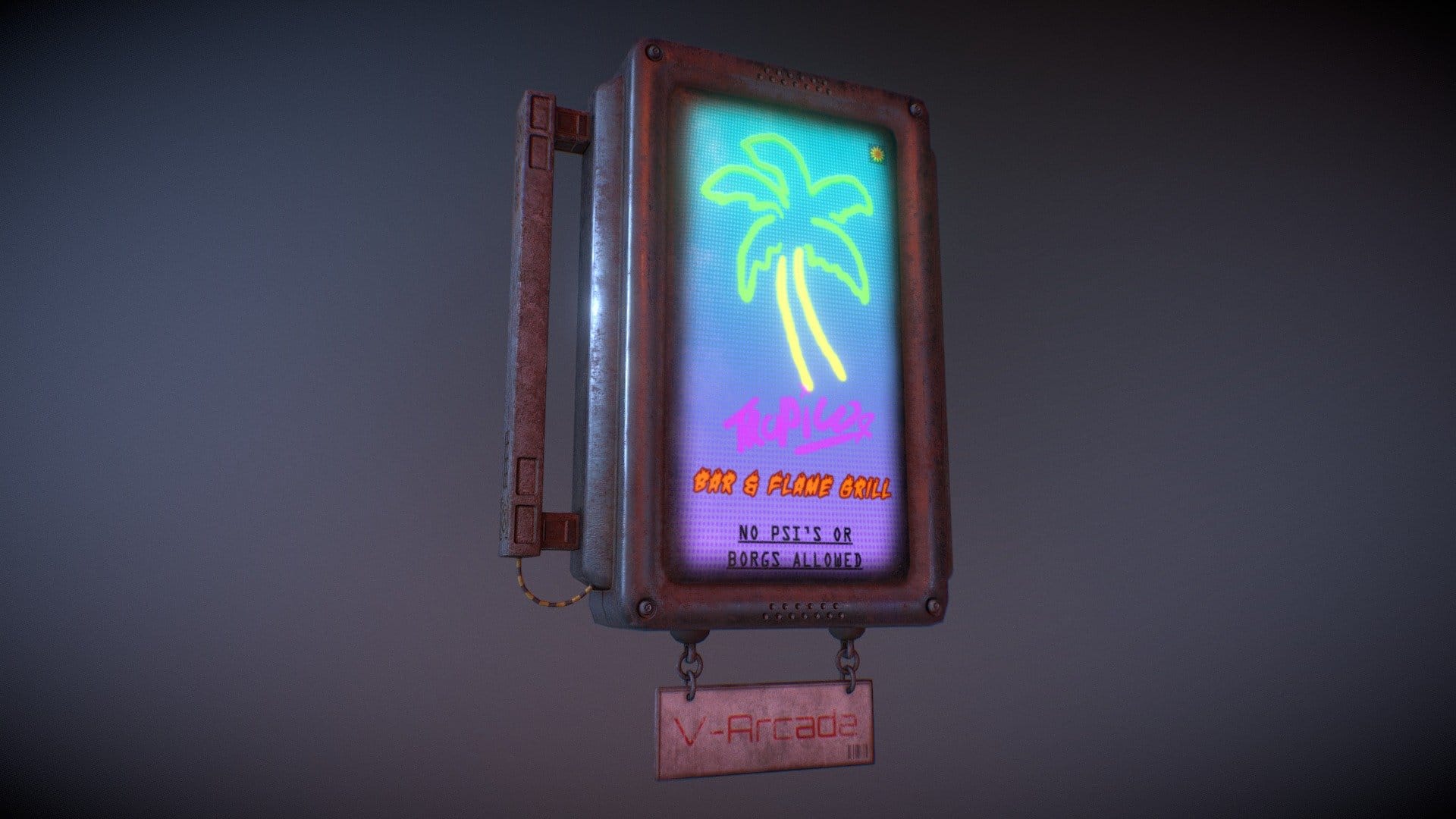 Neon street sign - OPEN3DSEA