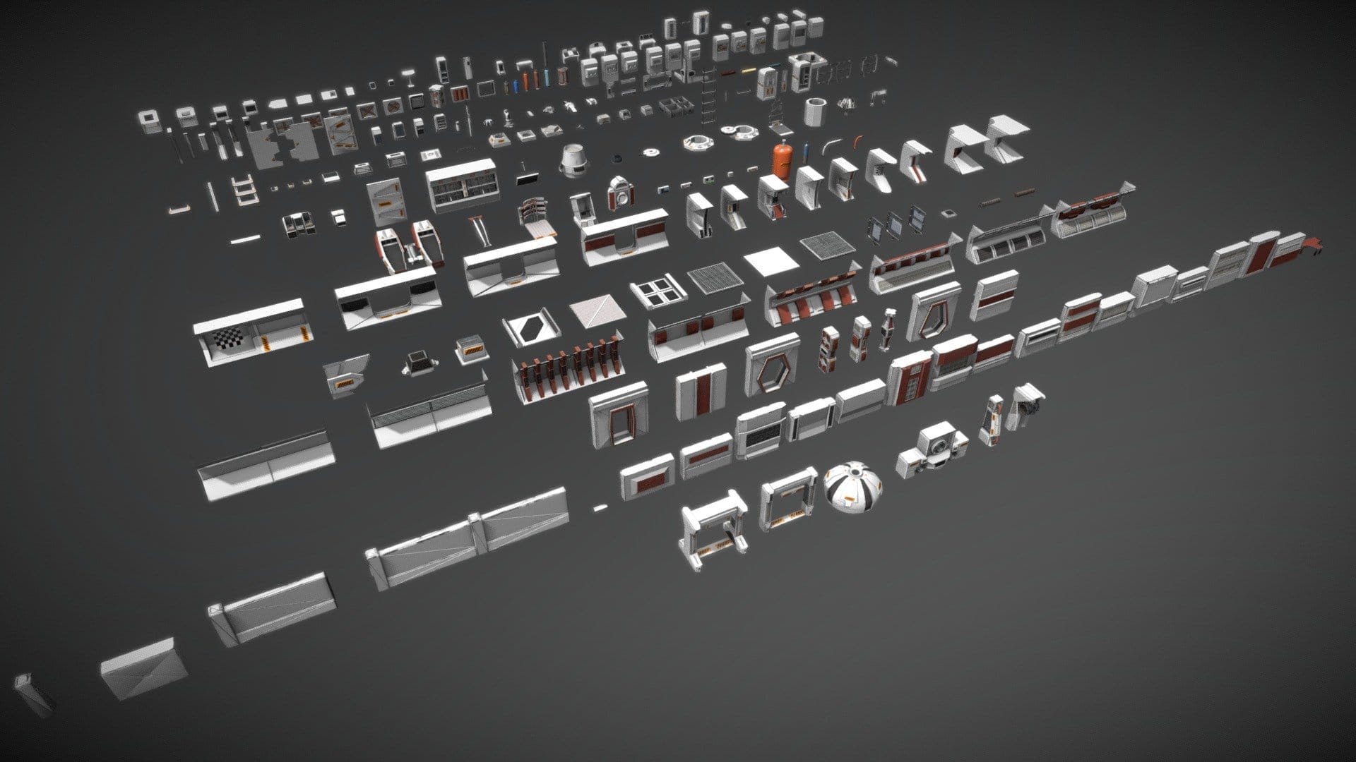 Retro Modular Sci-fi Environment Kit-bash - OPEN3DSEA