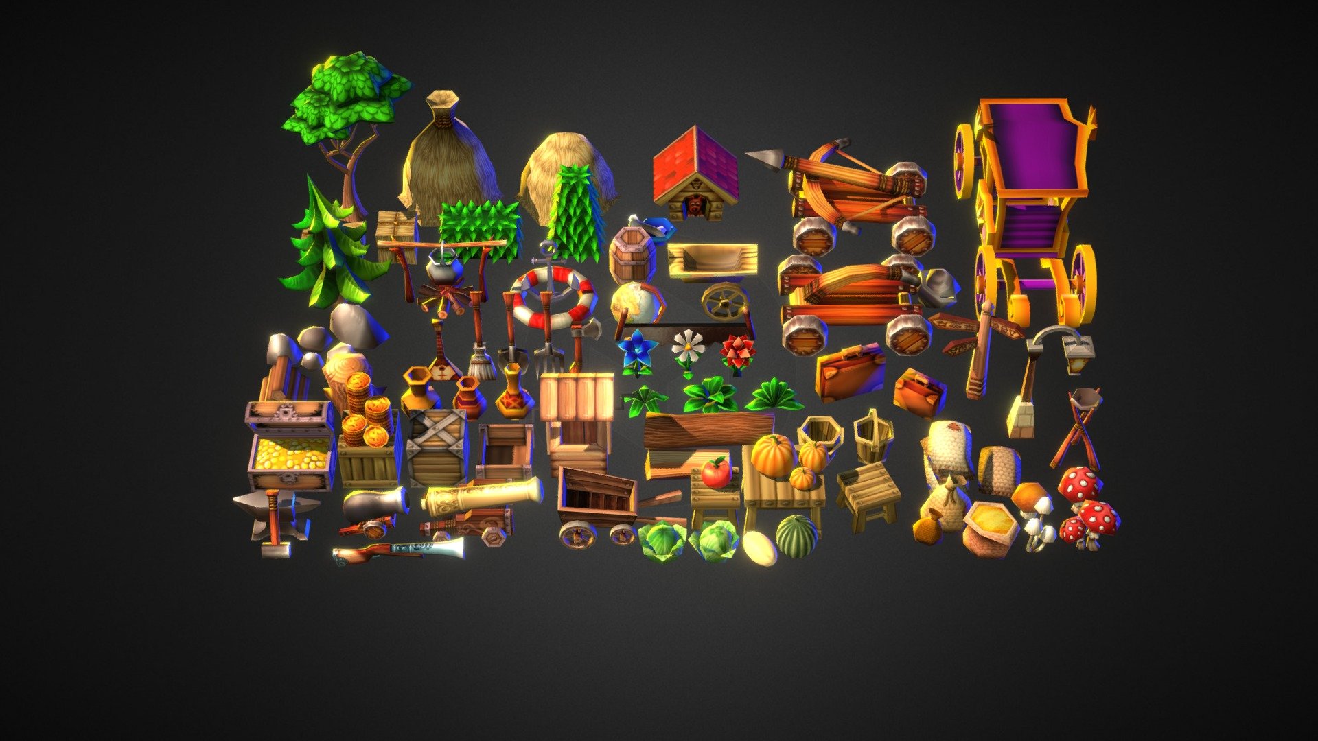 Low-Poly Models Pack - OPEN3DSEA
