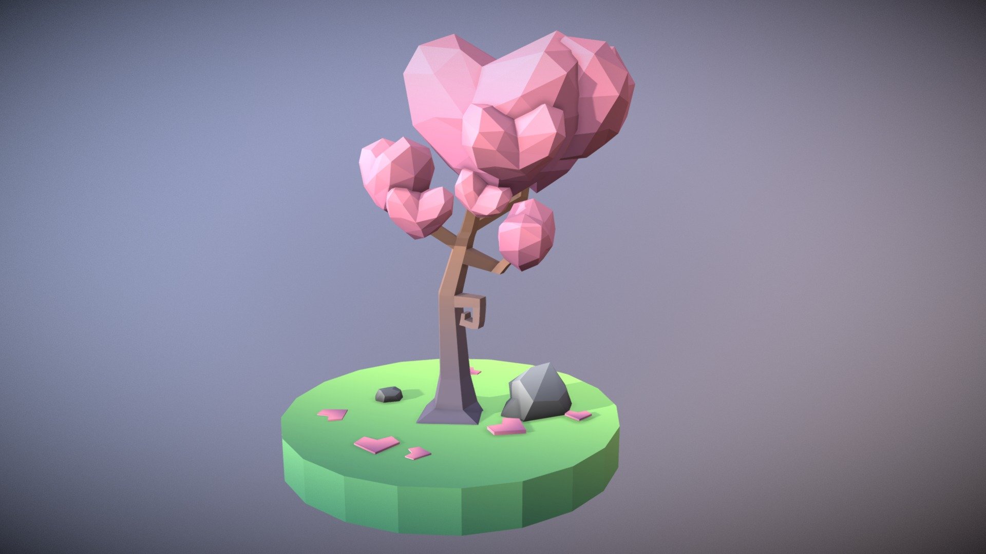 Low Poly Tree: The Tree Of Hearts - OPEN3DSEA