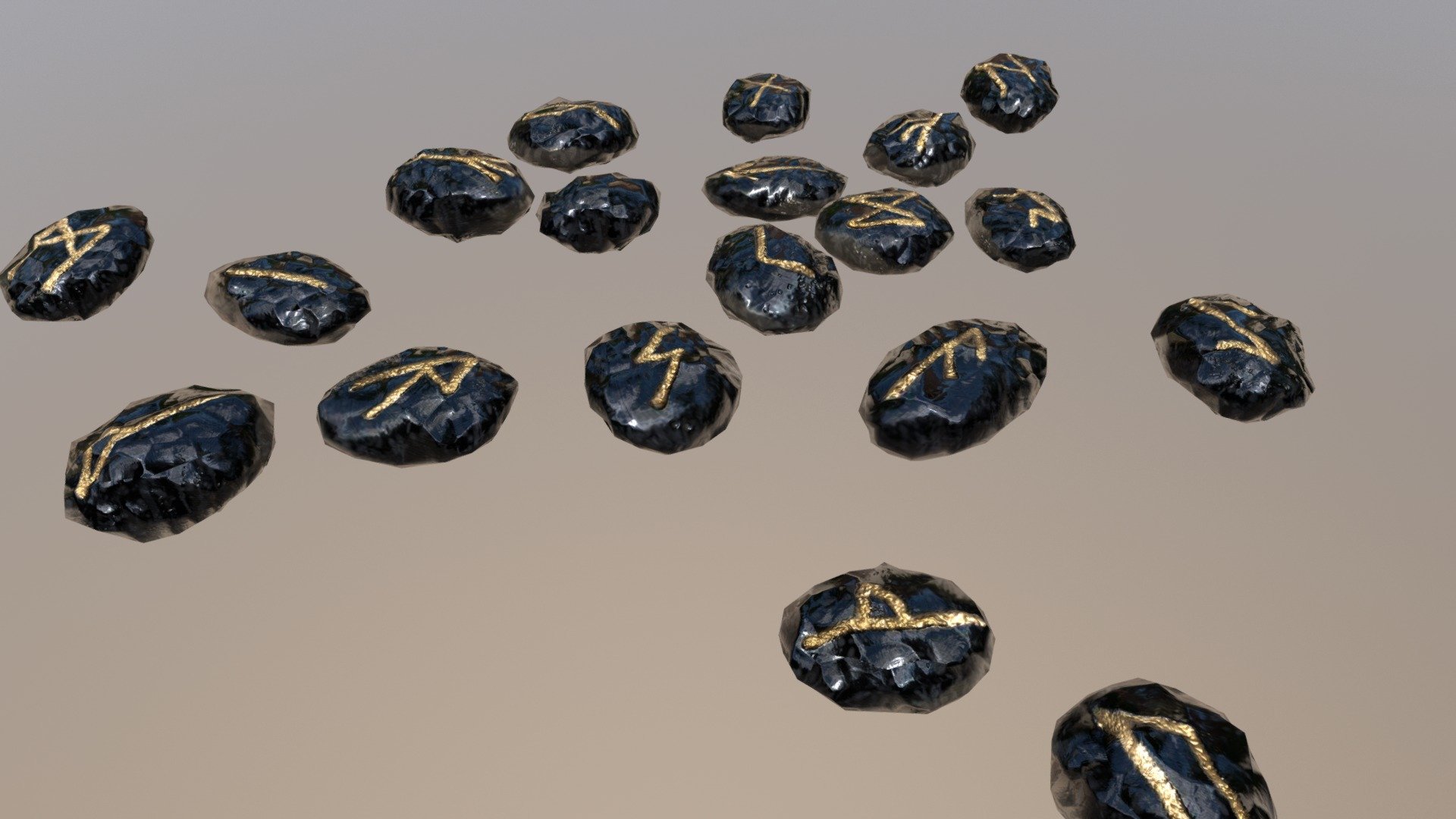 Obsidian Rune Stones - OPEN3DSEA