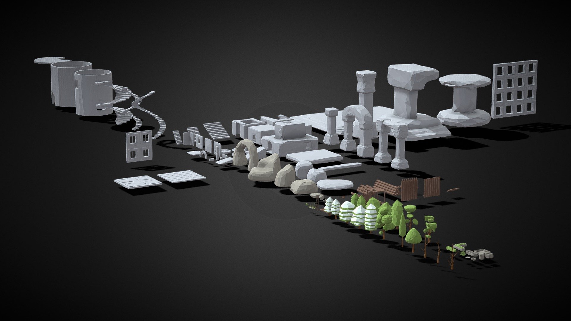 Snowy Map Low-poly Kit - OPEN3DSEA