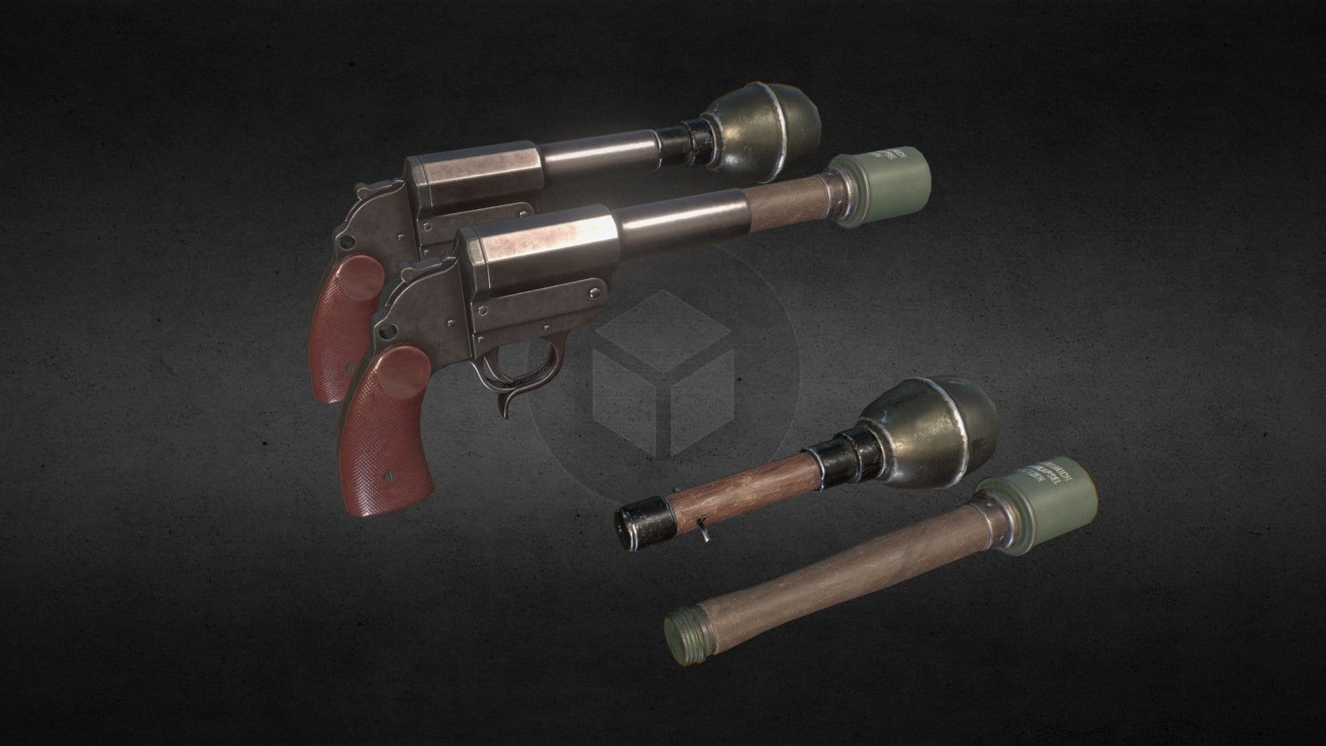WWII Grenade Launcher + Grenades - OPEN3DSEA