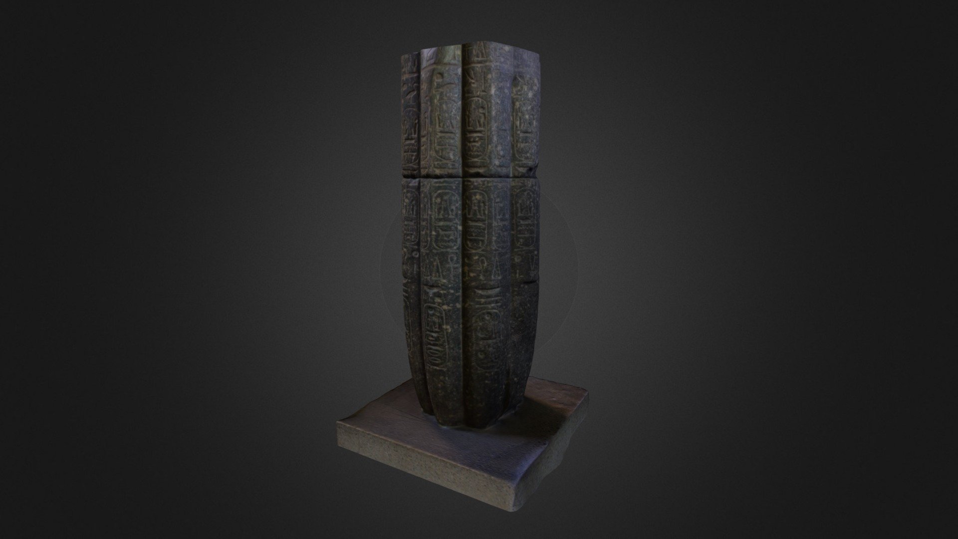 Grey granite papyrus-column (lower section) - OPEN3DSEA