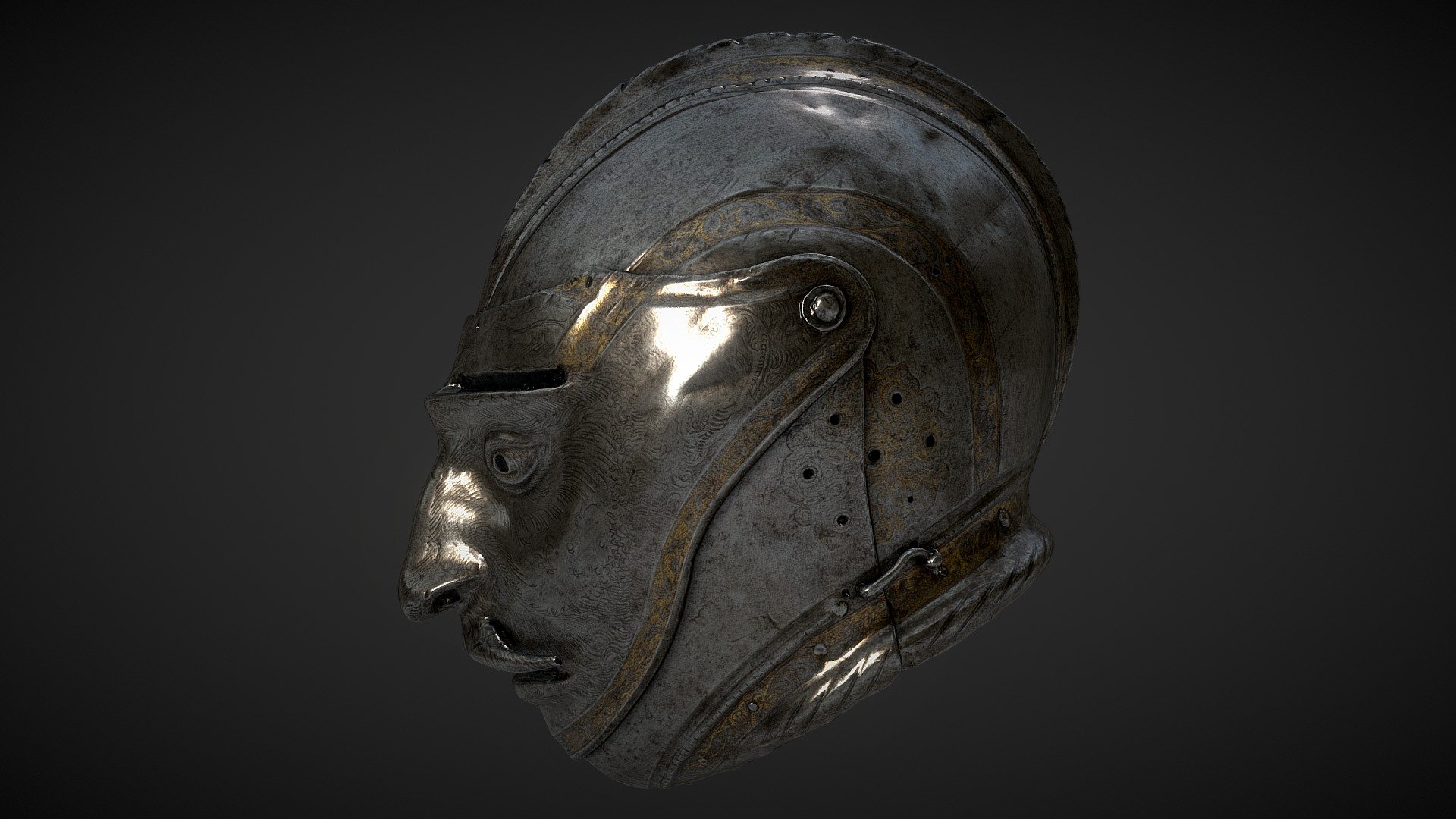 Helmet with Grotesque Visor - OPEN3DSEA