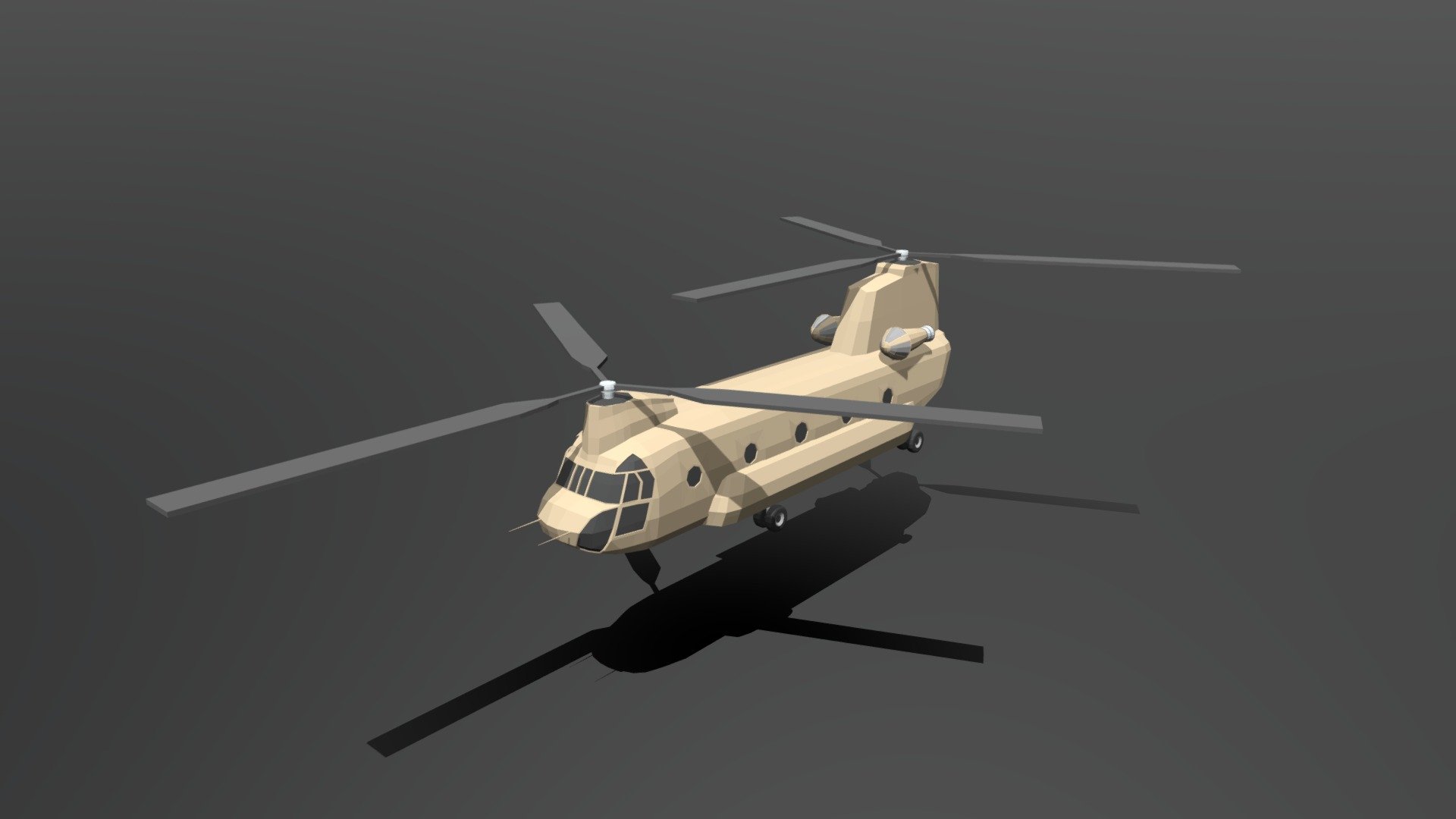 Low Poly Cartoon Boeing CH-47 Chinook Helicopter - OPEN3DSEA