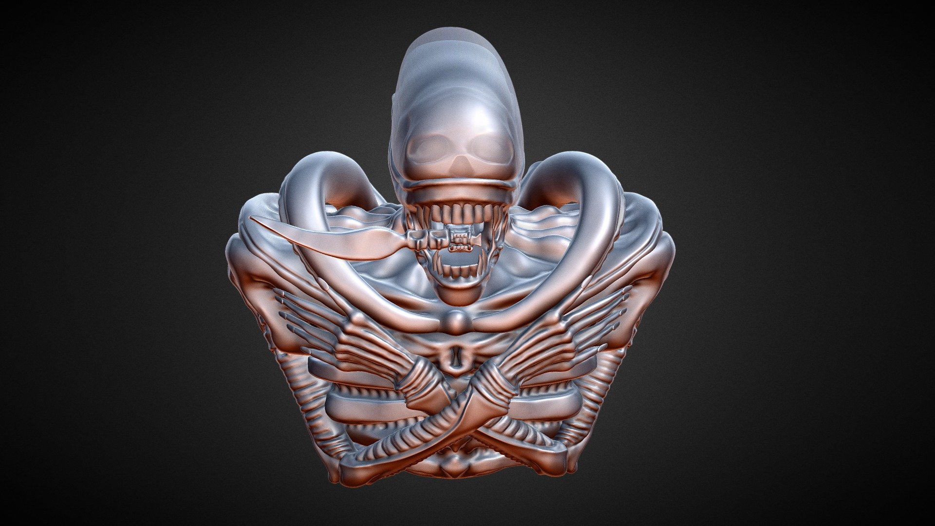 Xenomorph Chest whit animation and no textures - OPEN3DSEA
