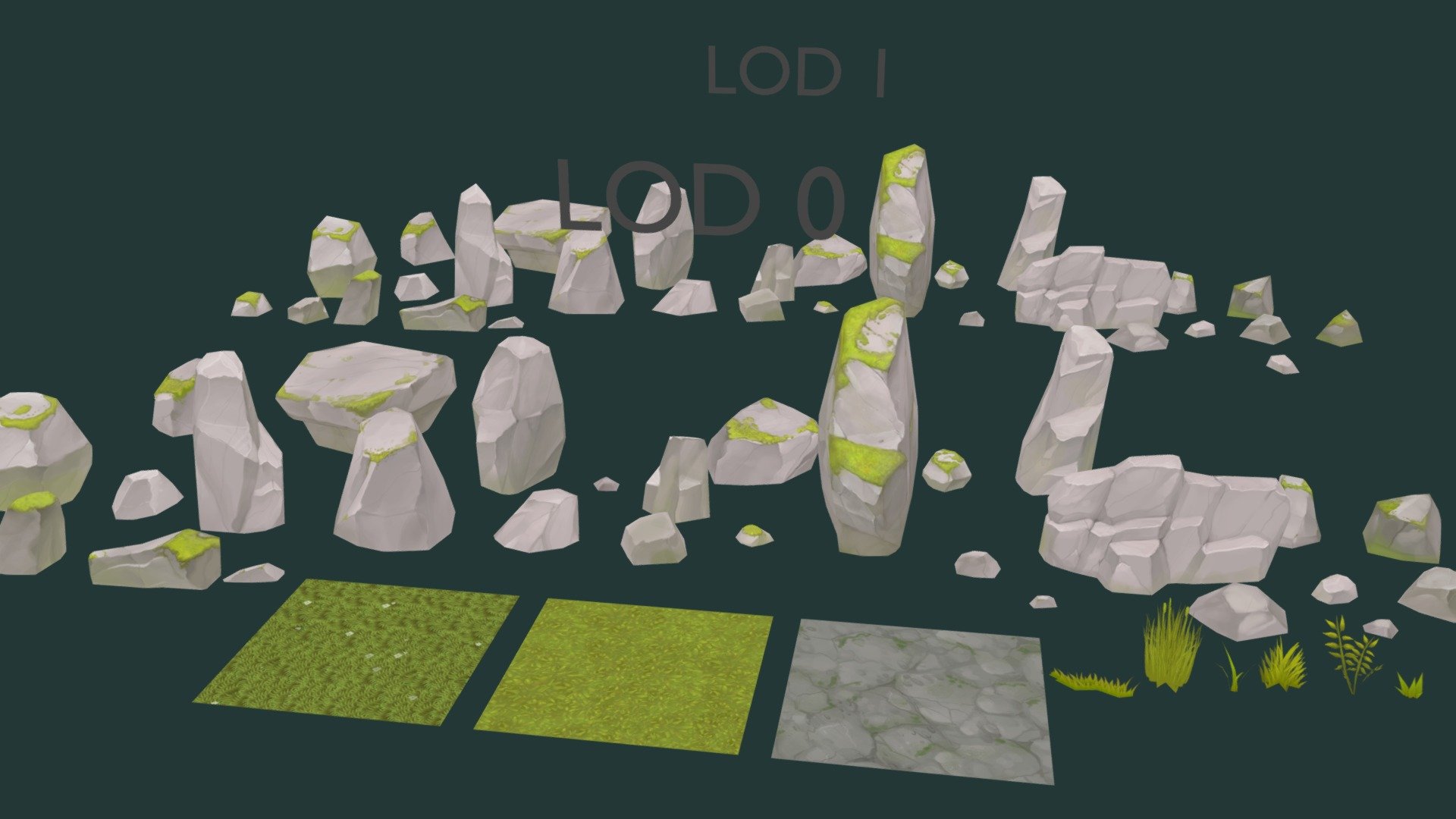 low poly rocks - OPEN3DSEA