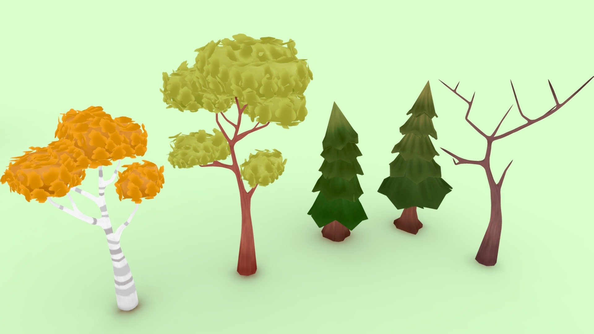 Stylized hand painted trees - OPEN3DSEA