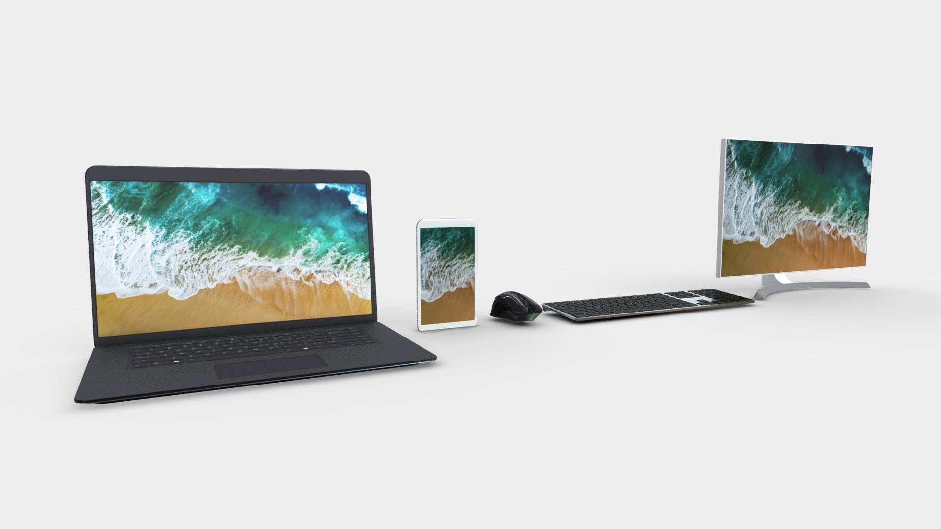 Laptop, tablet, mouse, keyboard and Monitor pack 3D Model Download ...