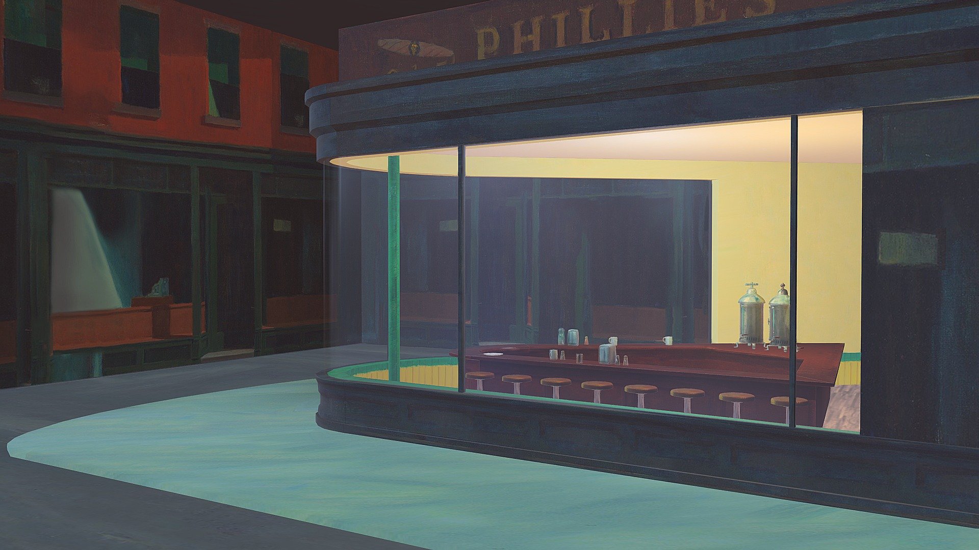 NightHawks by Edward Hopper 1942 - OPEN3DSEA