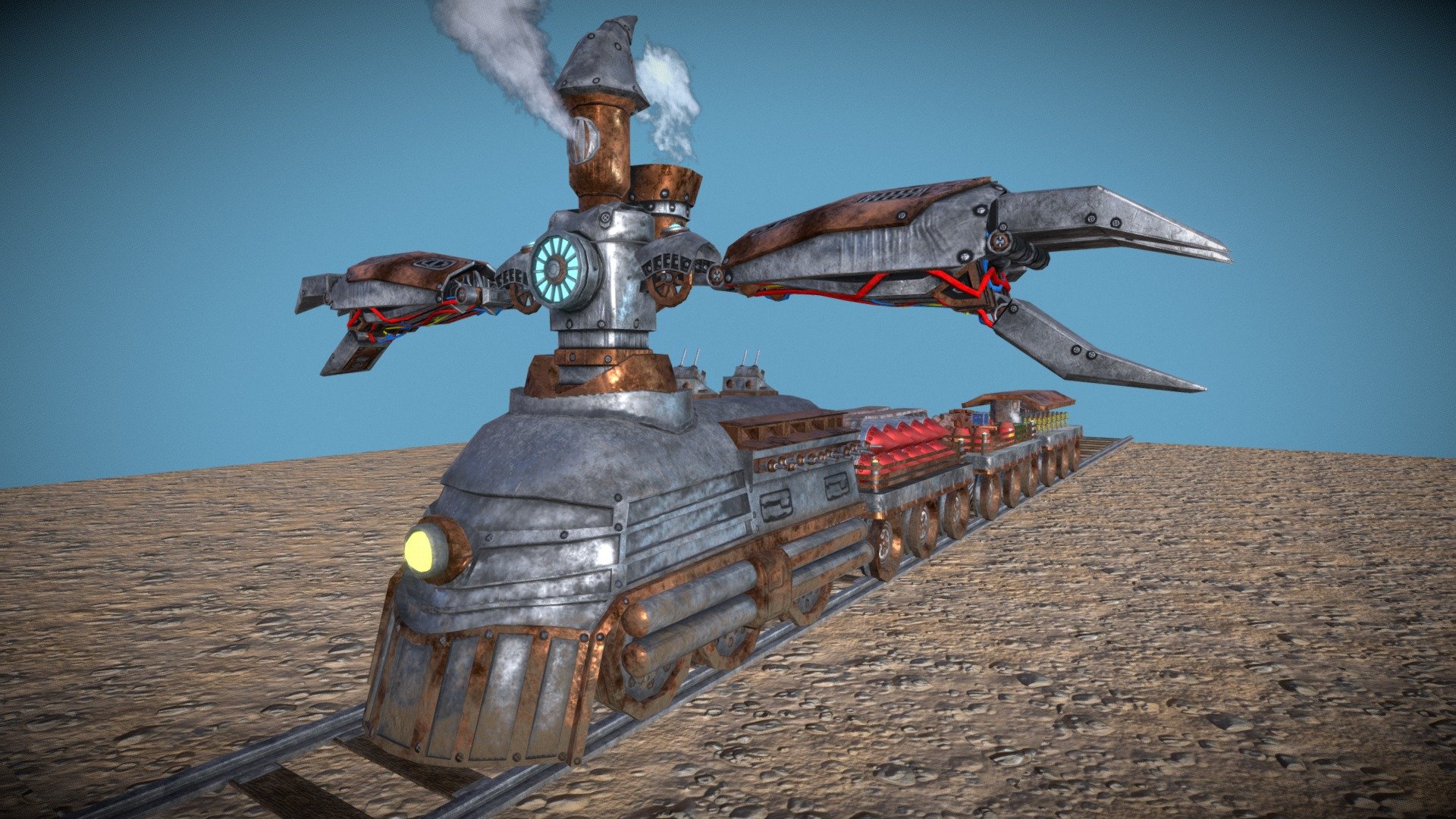 Steampunk Battle Robot Train - OPEN3DSEA