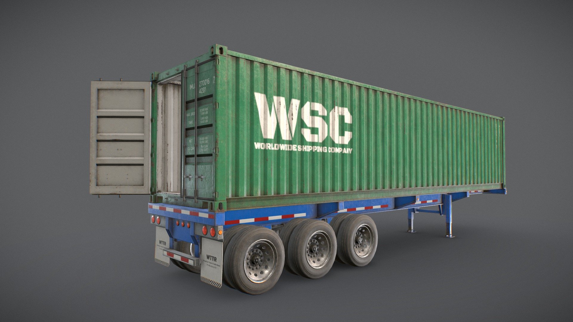 Container Trailer - Low Poly - OPEN3DSEA
