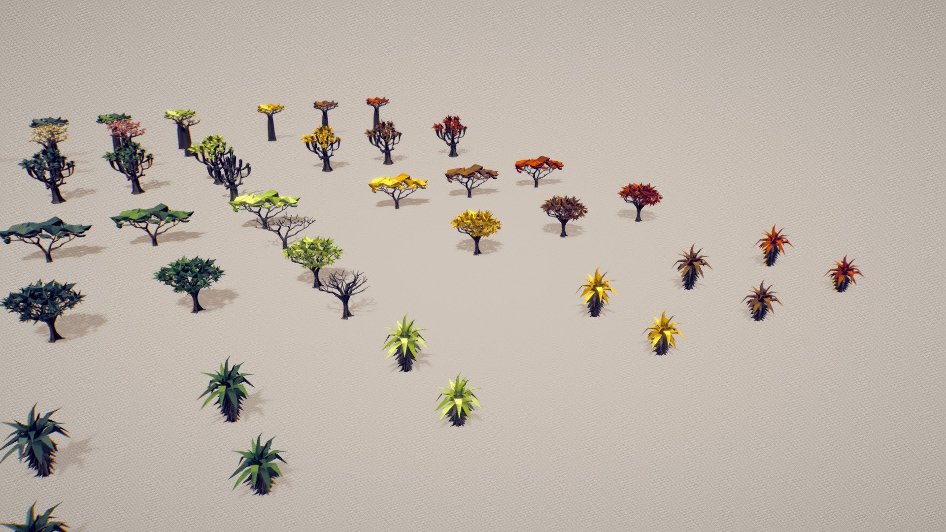 African Trees ( Low Poly ) - OPEN3DSEA