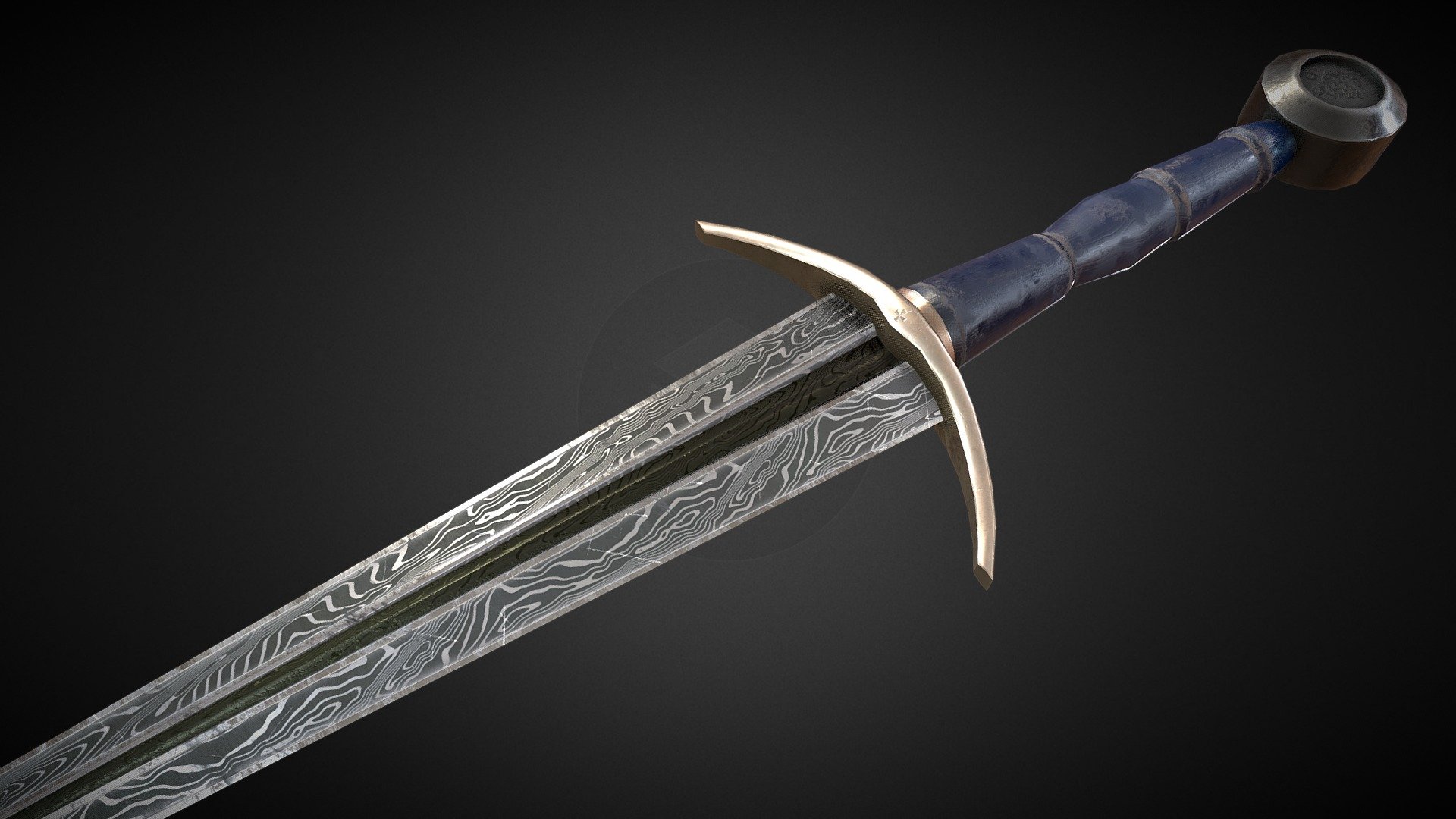 Damascus Broad Sword - OPEN3DSEA