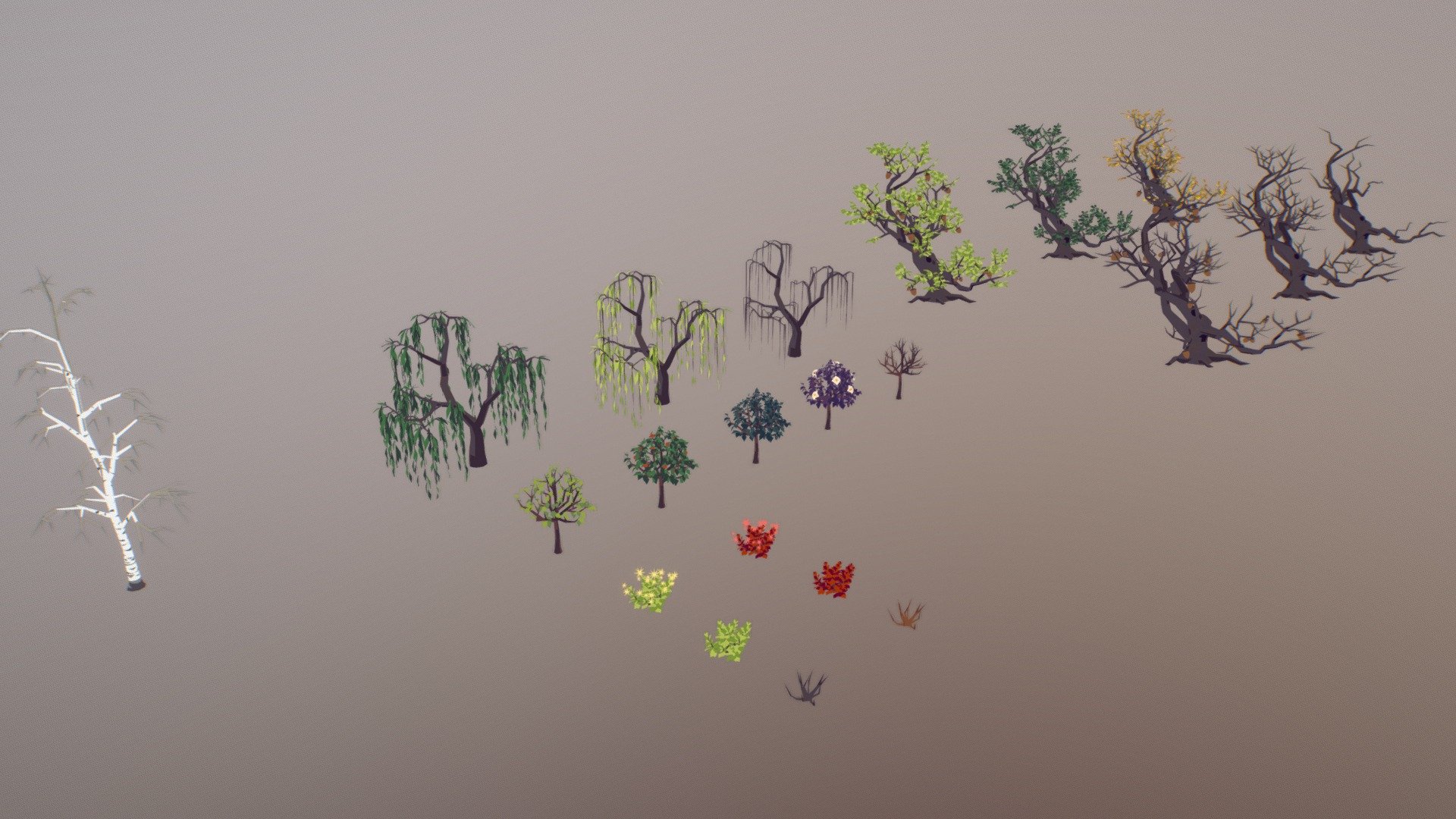 Deciduous Trees ( Low Poly ) - OPEN3DSEA