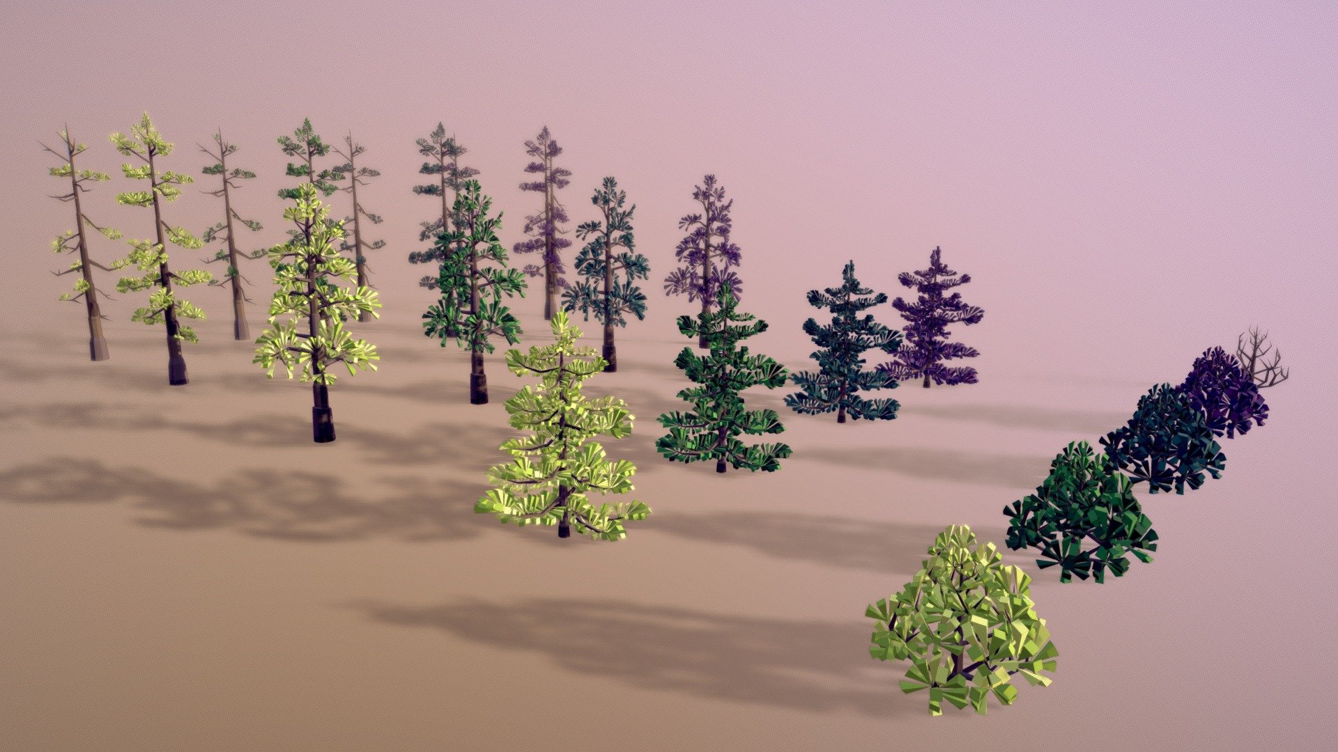 Fir-trees and Pine-trees ( Low Poly ) - OPEN3DSEA