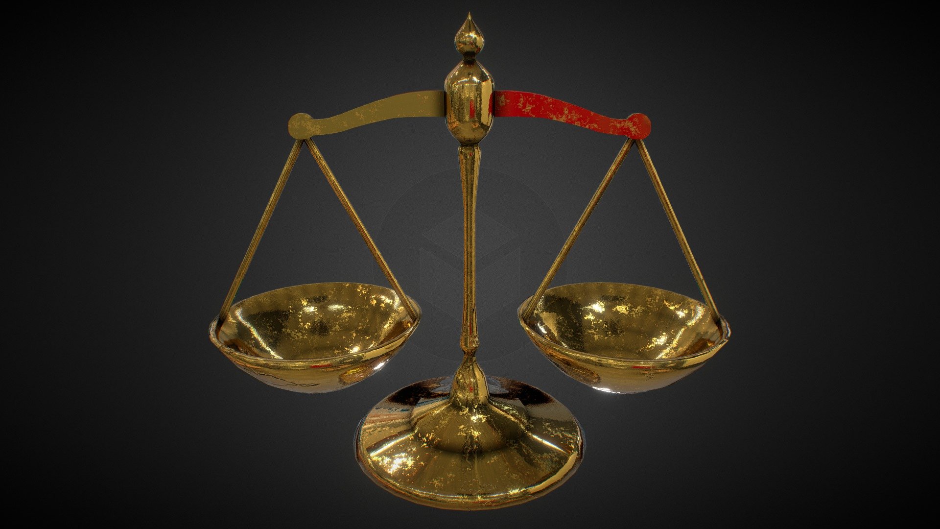 Gold Balance Scale - OPEN3DSEA