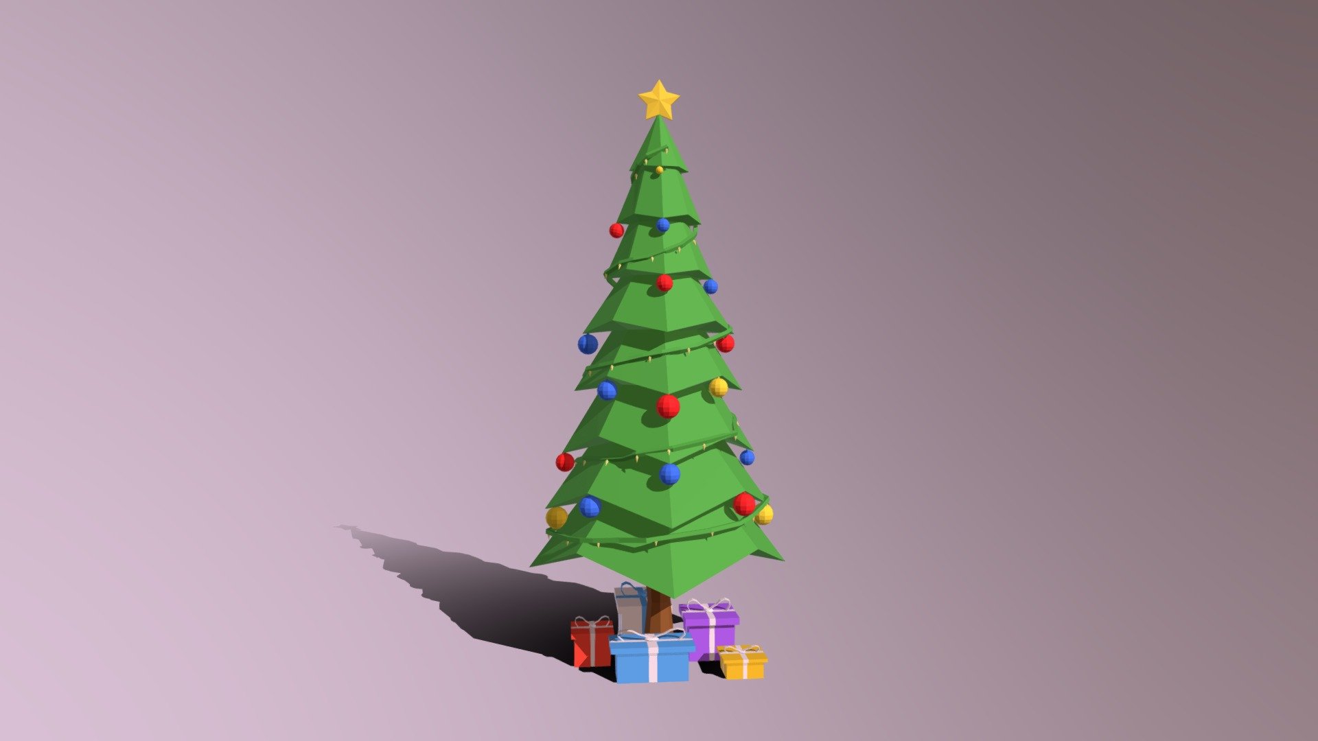 Low Poly Cartoon Christmas Tree - OPEN3DSEA