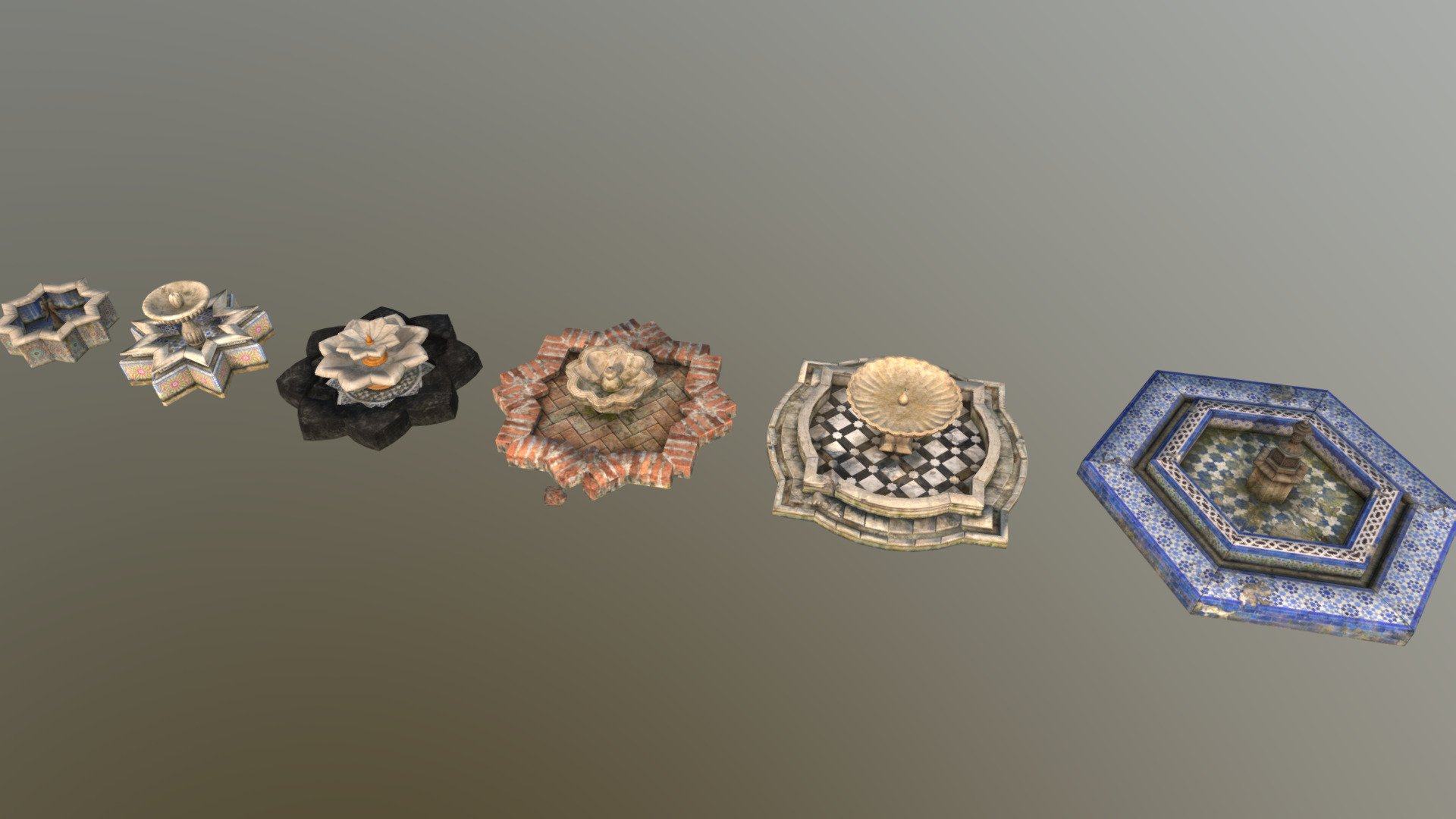 Low Poly Fountain Pack - OPEN3DSEA