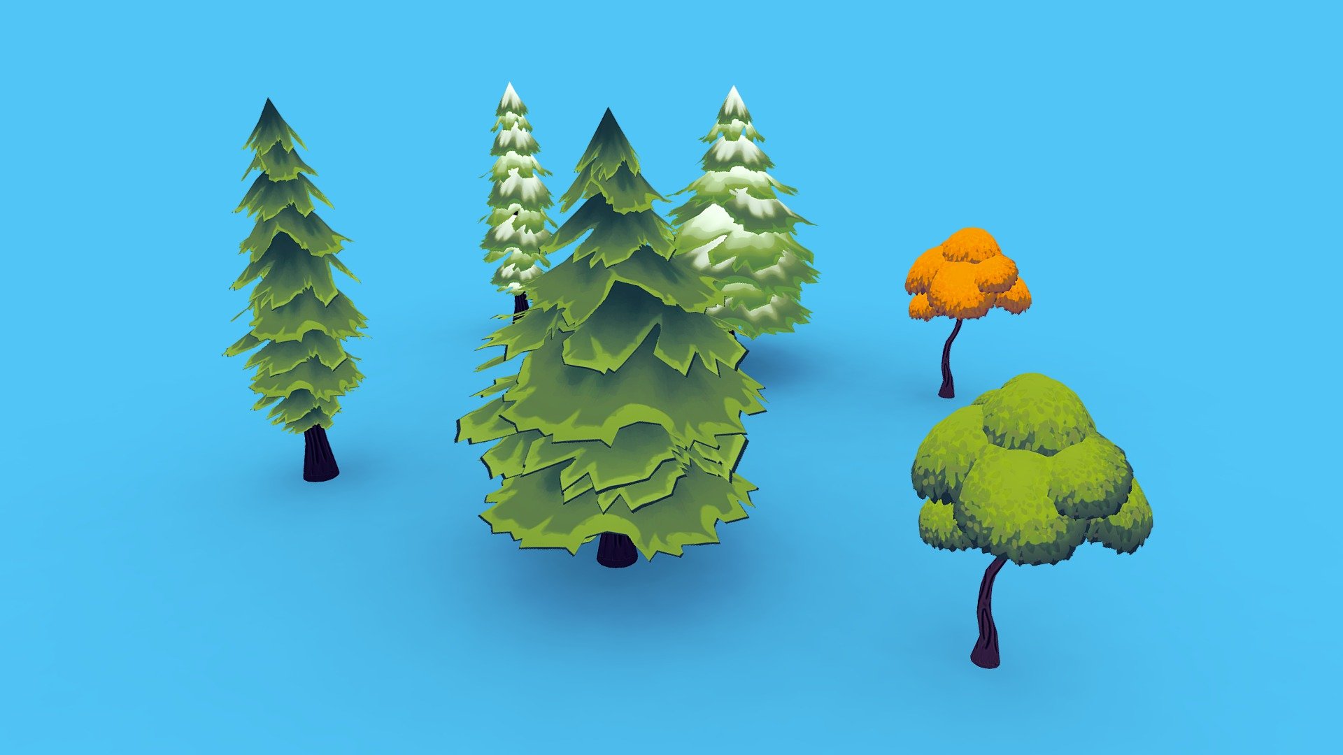 Stylized Trees Bundle 01 - OPEN3DSEA