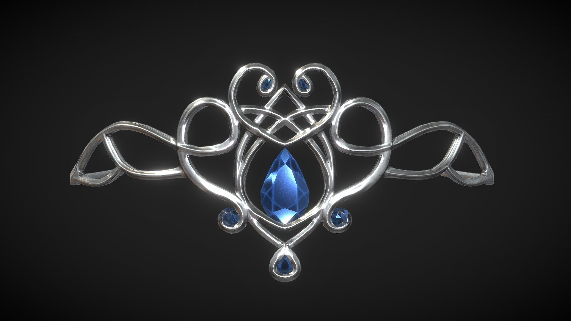 Tiara Diadem Crown / Elven Crown - low poly - OPEN3DSEA