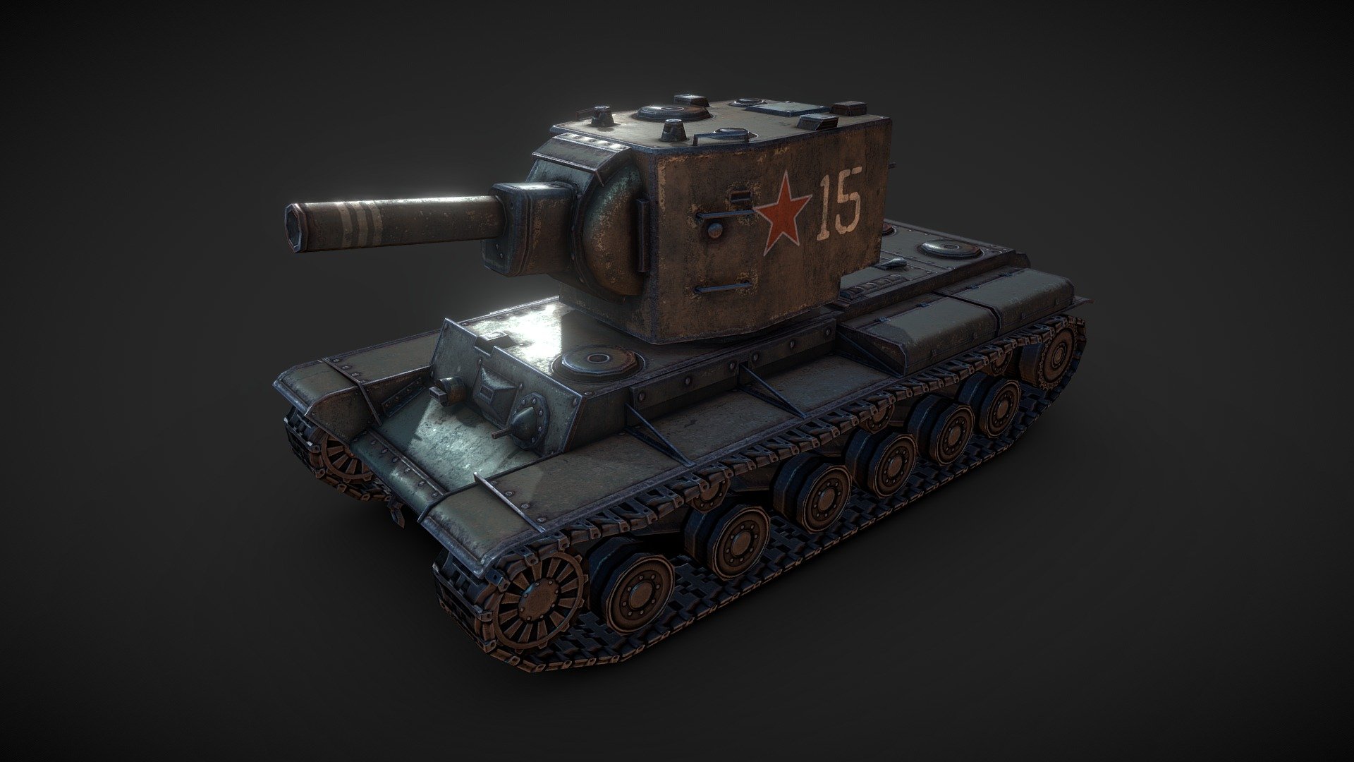 Low poly KV II Heavy tank - OPEN3DSEA