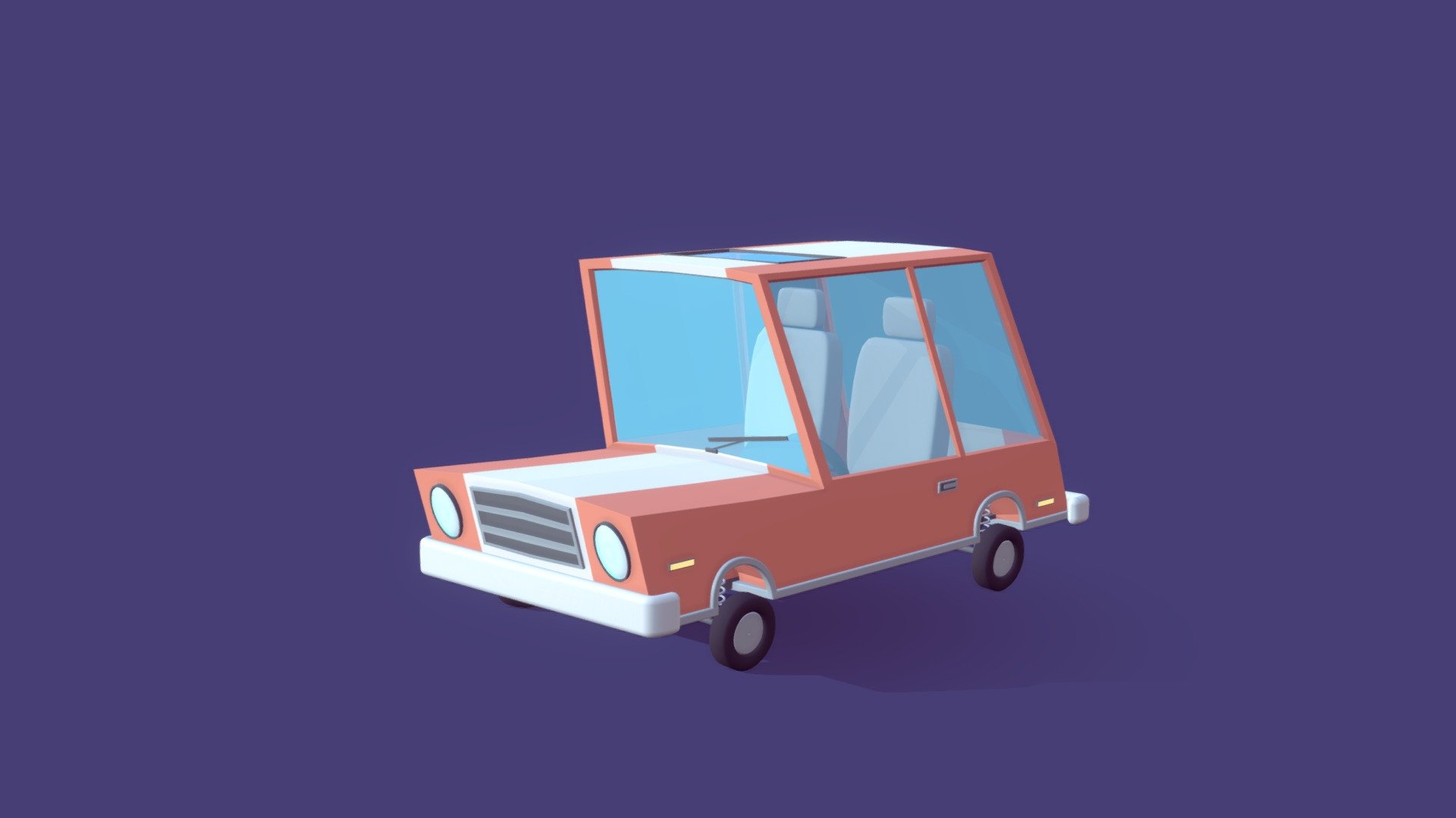 Cartoon Low Poly Car Illustration - OPEN3DSEA