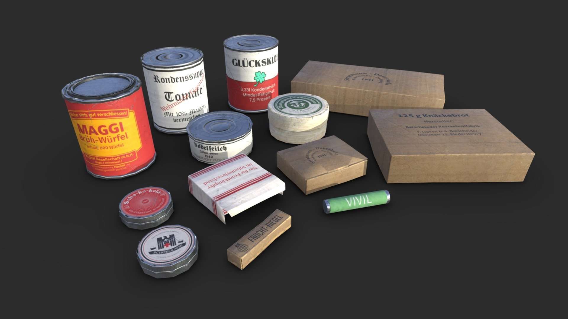 German Rations WWII 3D Model Download - Game Ready Asset | Open3DSea