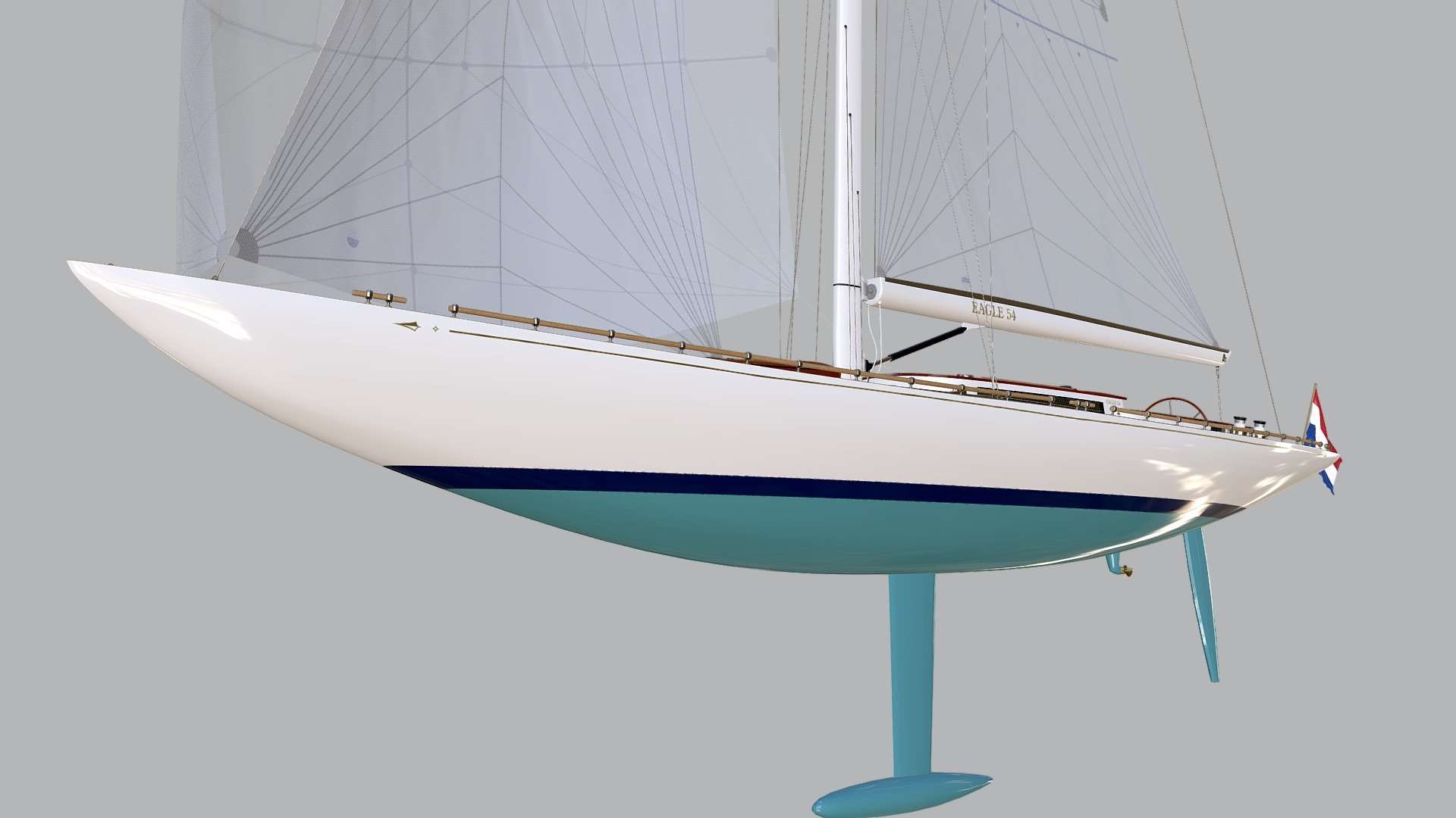 Leonardo Yacht Eagle 54 White-Cyan 3D Model Download - Game Ready Asset | Open3DSea