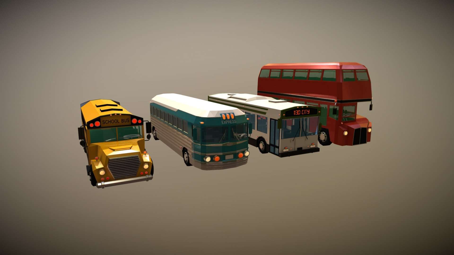 Low Poly Bus Pack - OPEN3DSEA