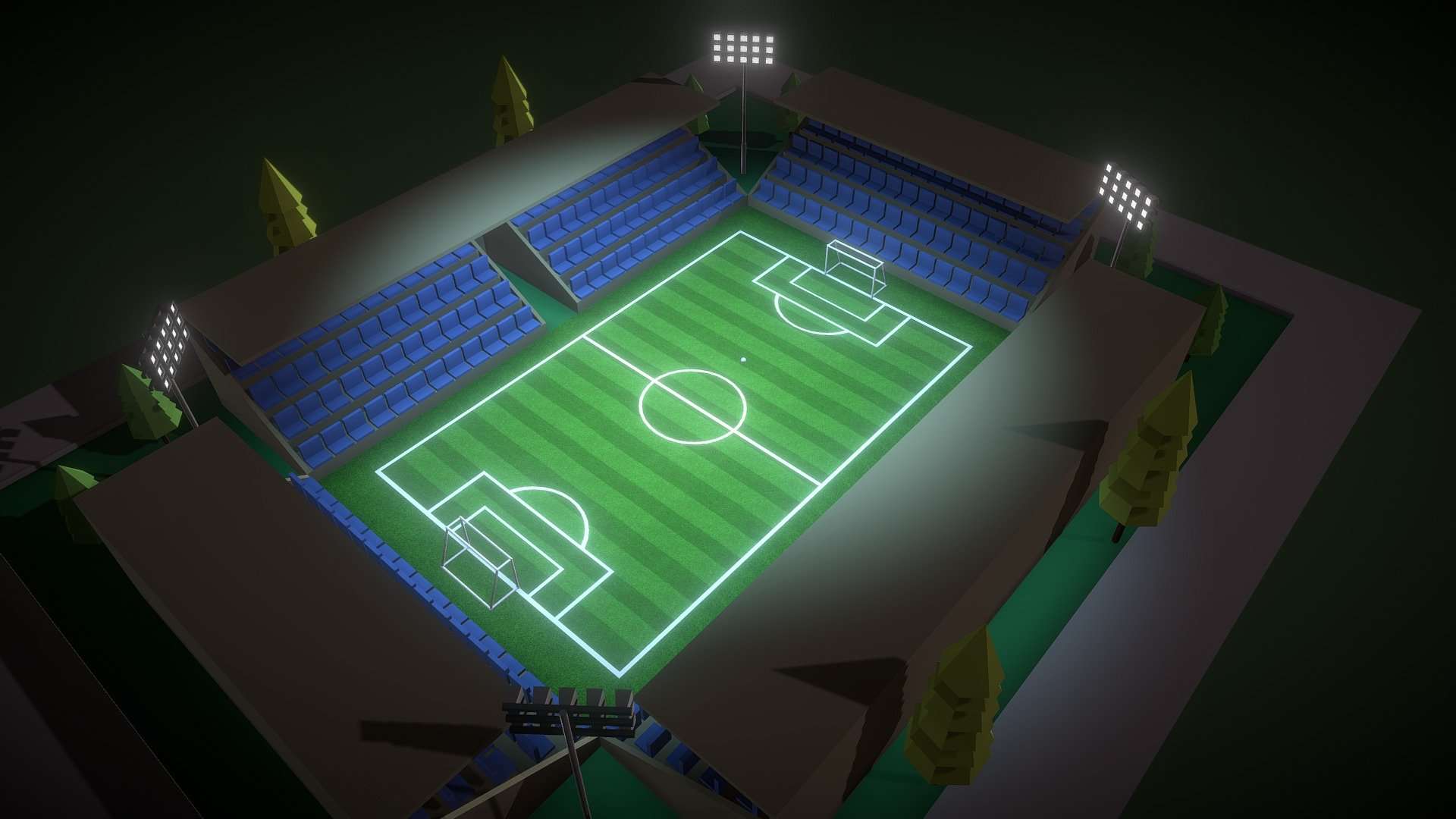 Low Poly Football Stadium 3D Model Download - Game Ready Asset | Open3DSea