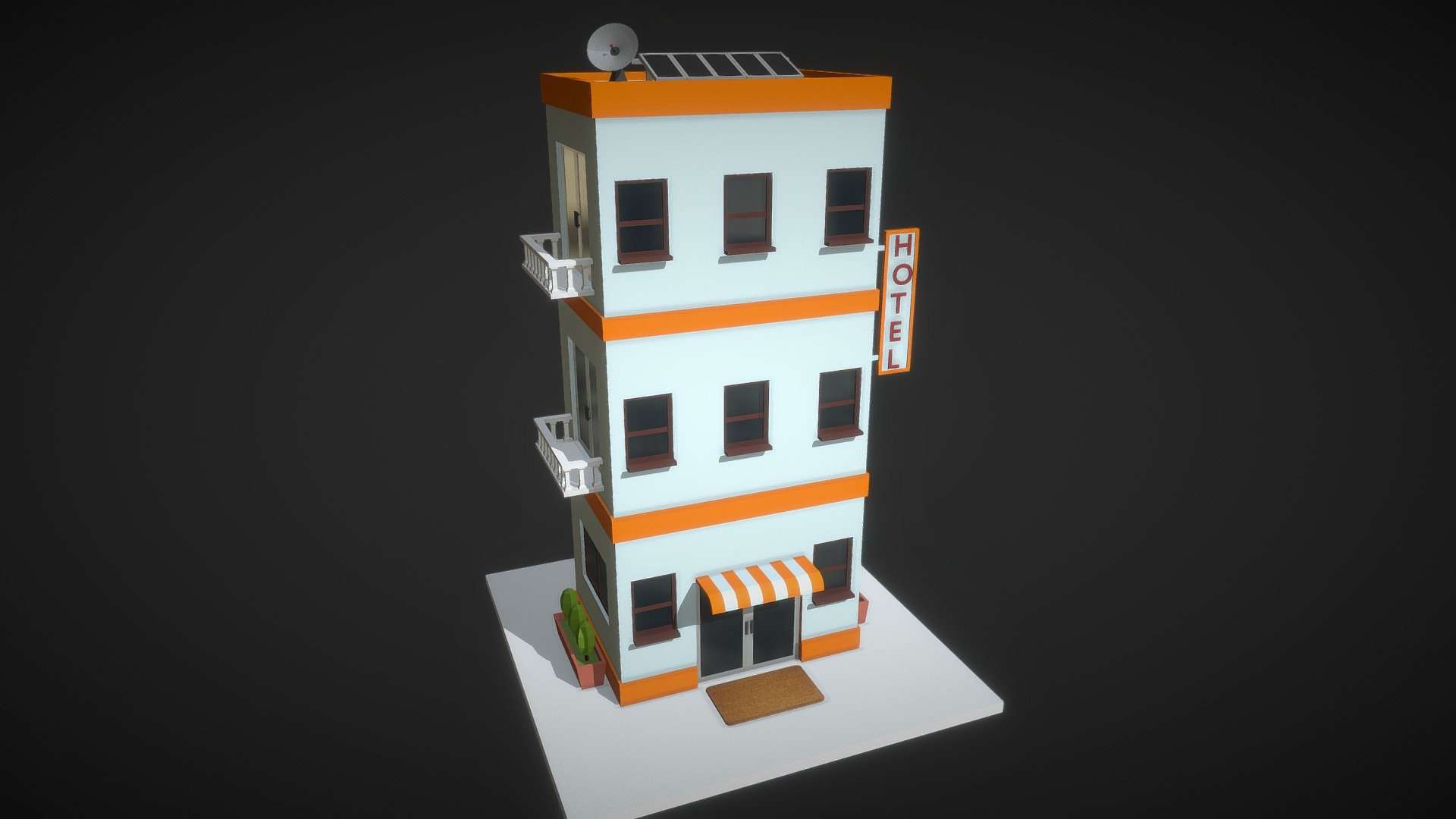 Low Poly Hotel - OPEN3DSEA