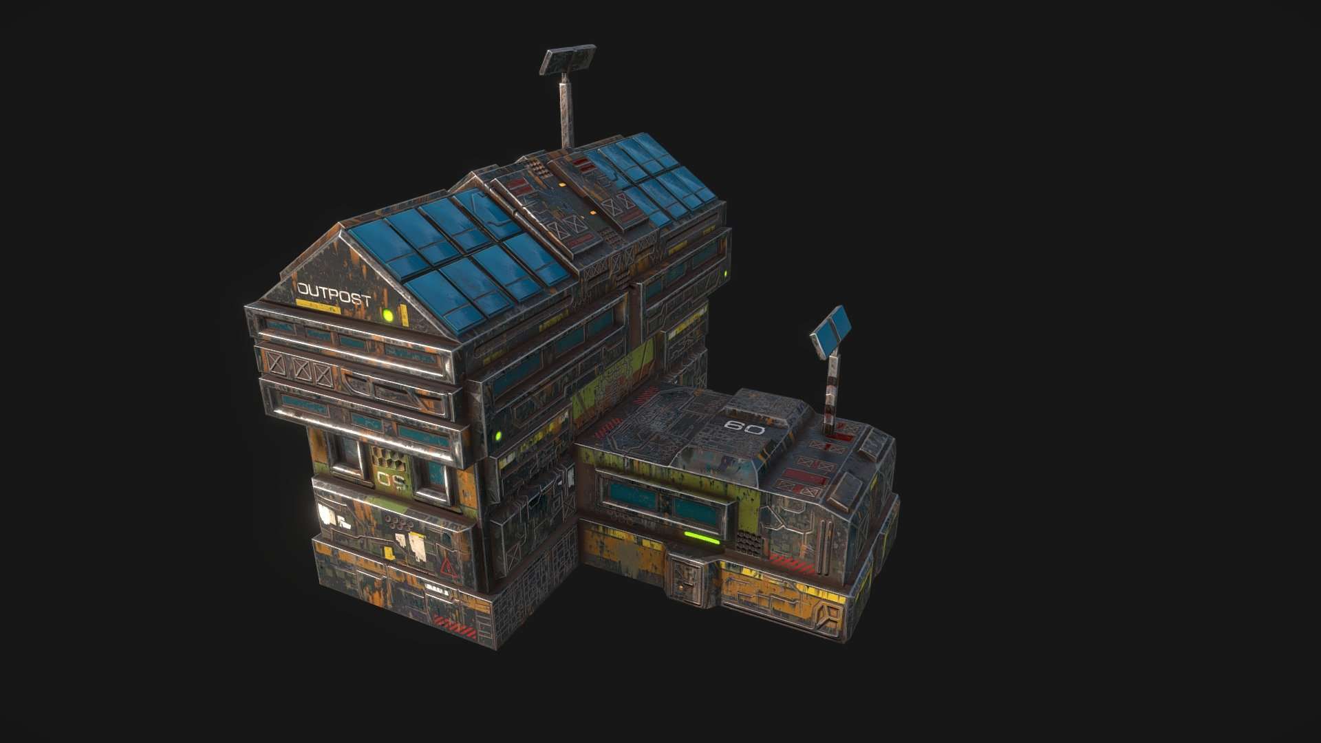 Low poly sci fi colonial outpost building - OPEN3DSEA