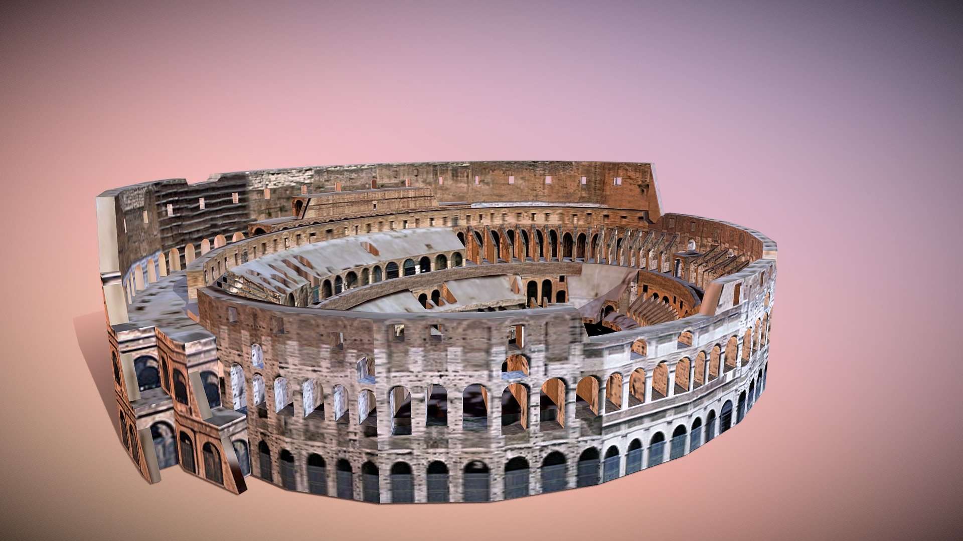 Roman Coliseum Low-poly 3D model - OPEN3DSEA