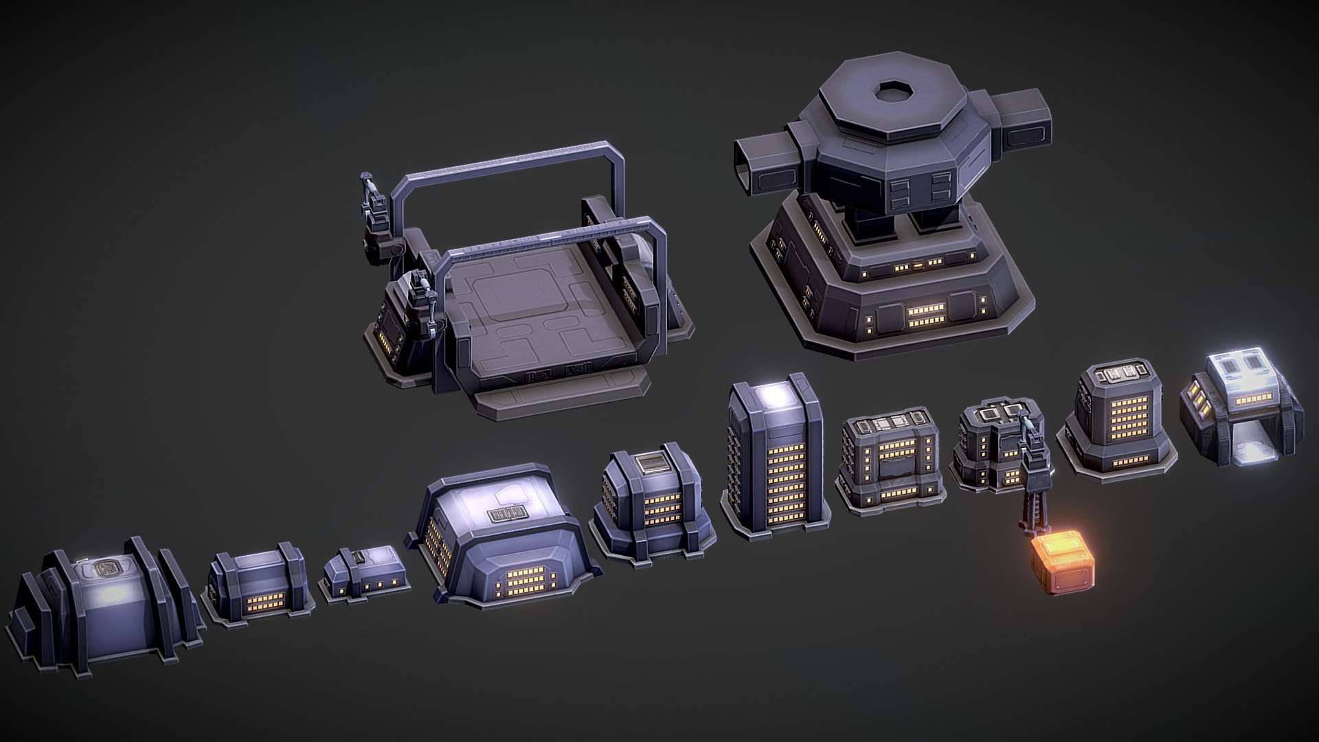Stylized Sci-Fi Building Set - OPEN3DSEA