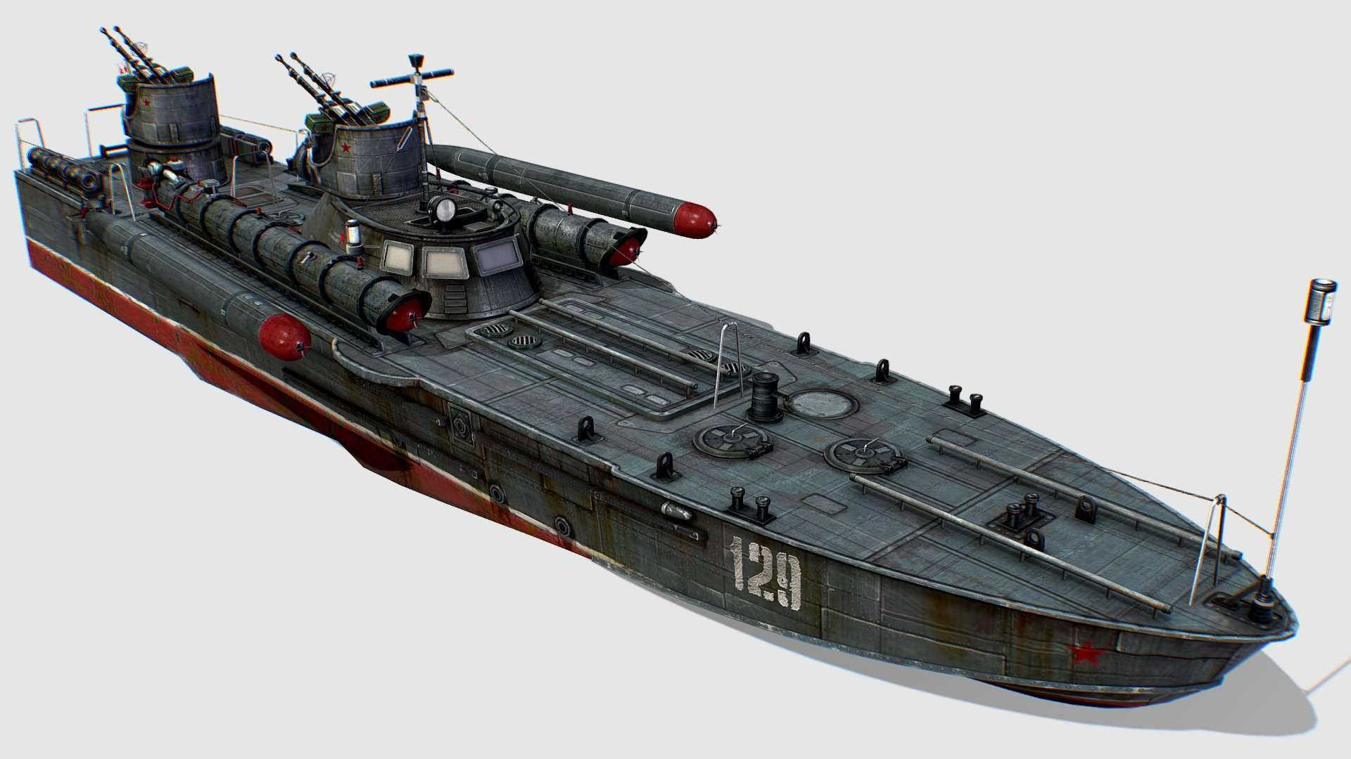 USSR torpedo boat project 123 BIS Komsomolets 3D Model Download - Game ...